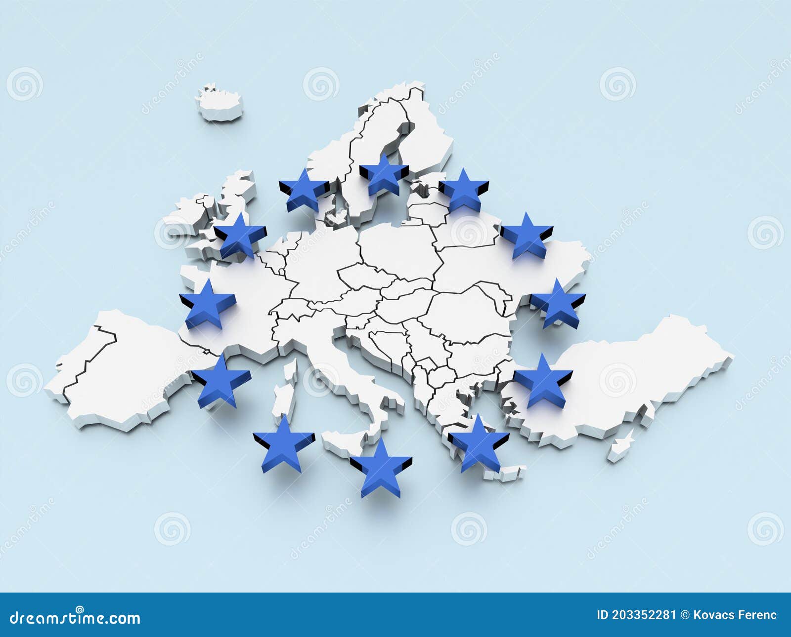 Three Dimensional Map of Europe Stock Illustration - Illustration of ...