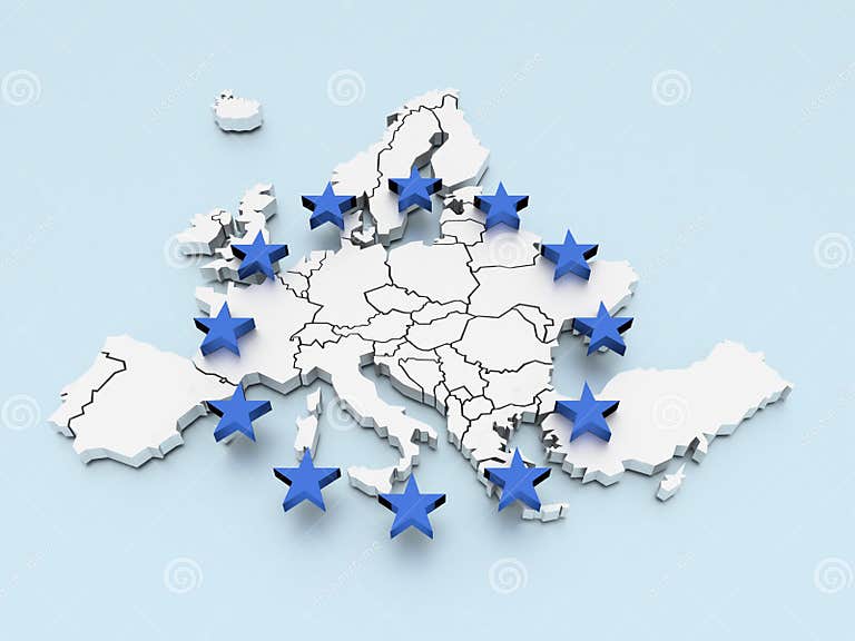 Three Dimensional Map of Europe Stock Illustration - Illustration of ...