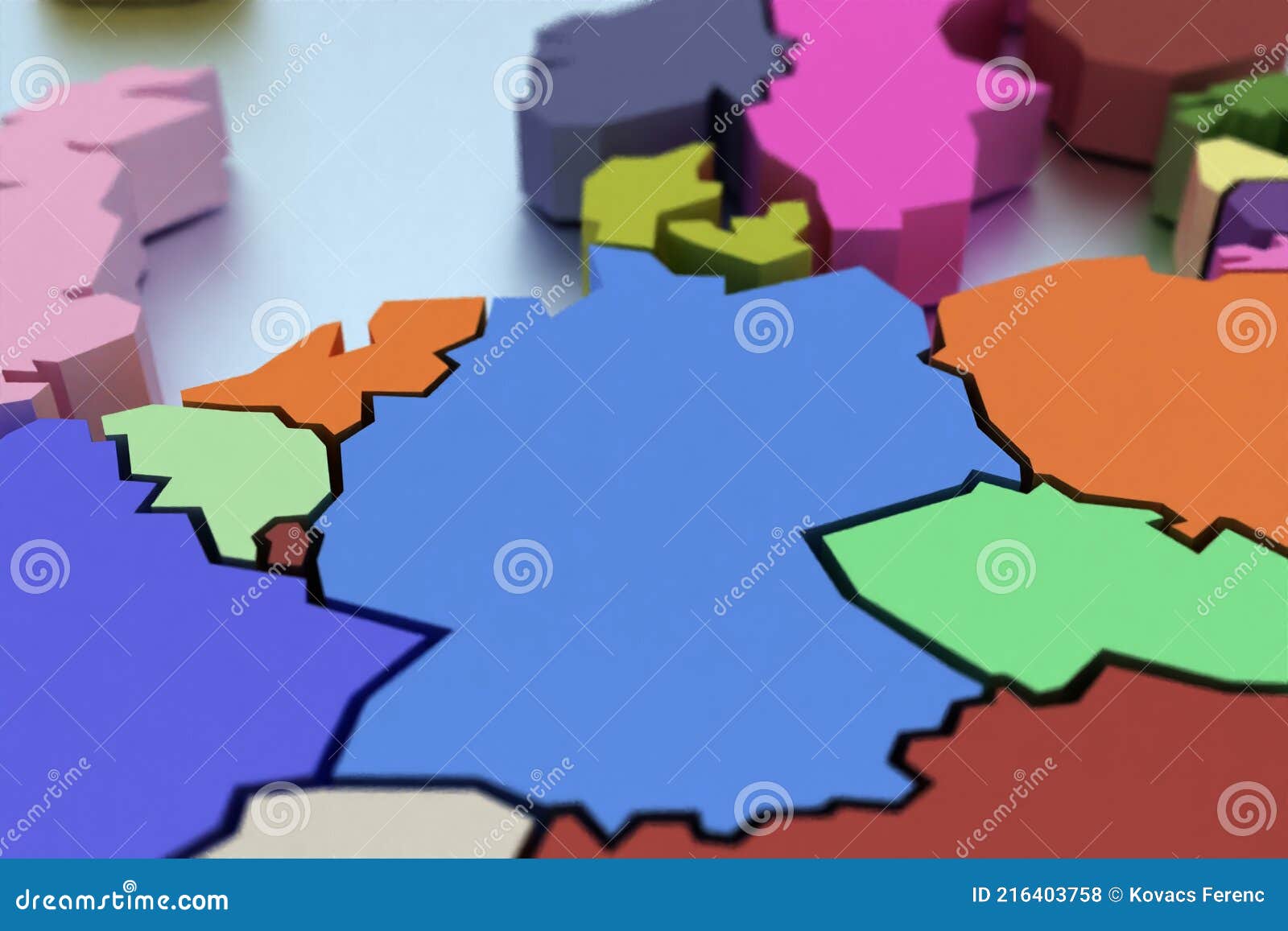 Three-dimensional Map of Europe in Bright Colors Isolated Background ...