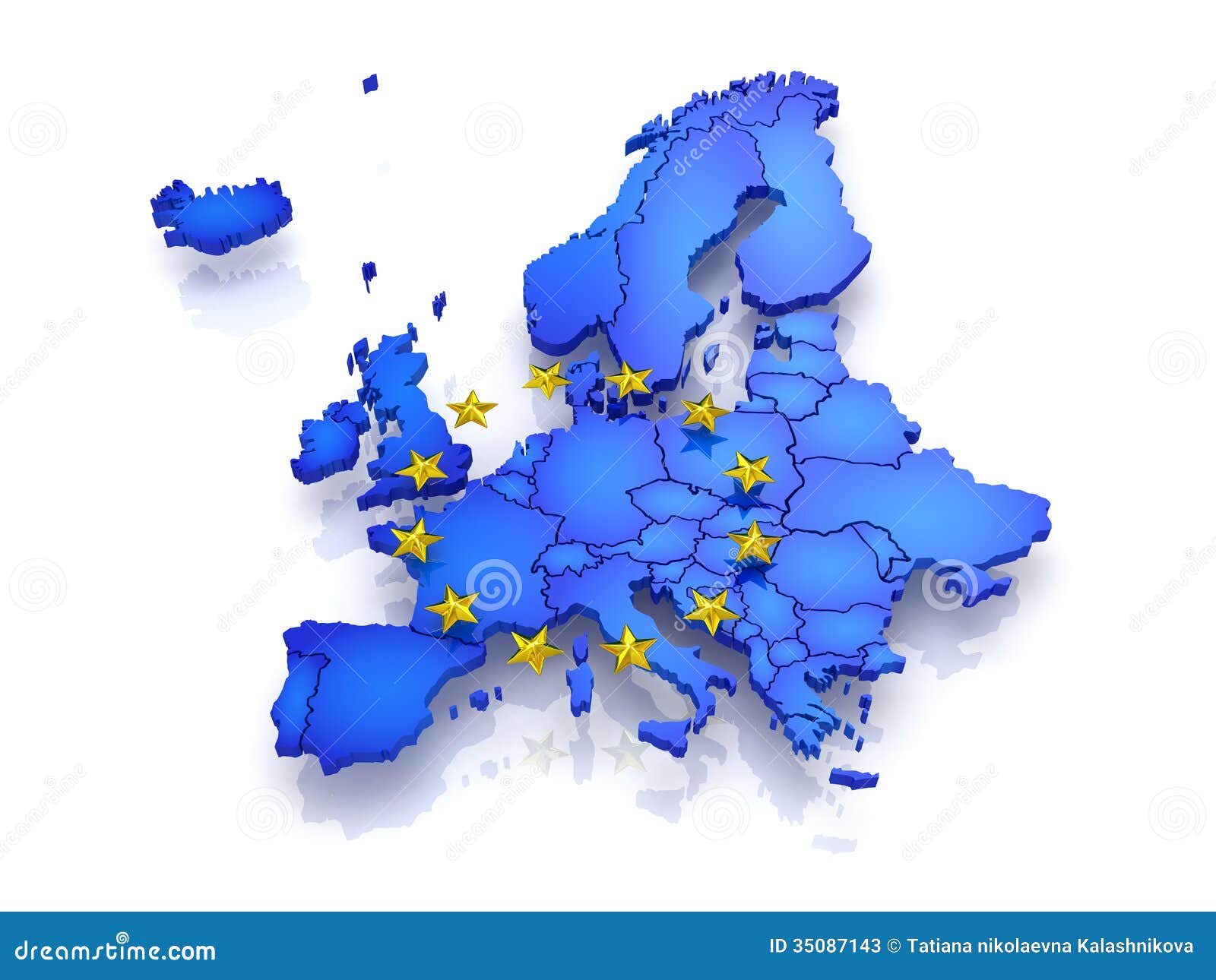 Three-dimensional Map of Europe. Stock Illustration - Illustration of ...