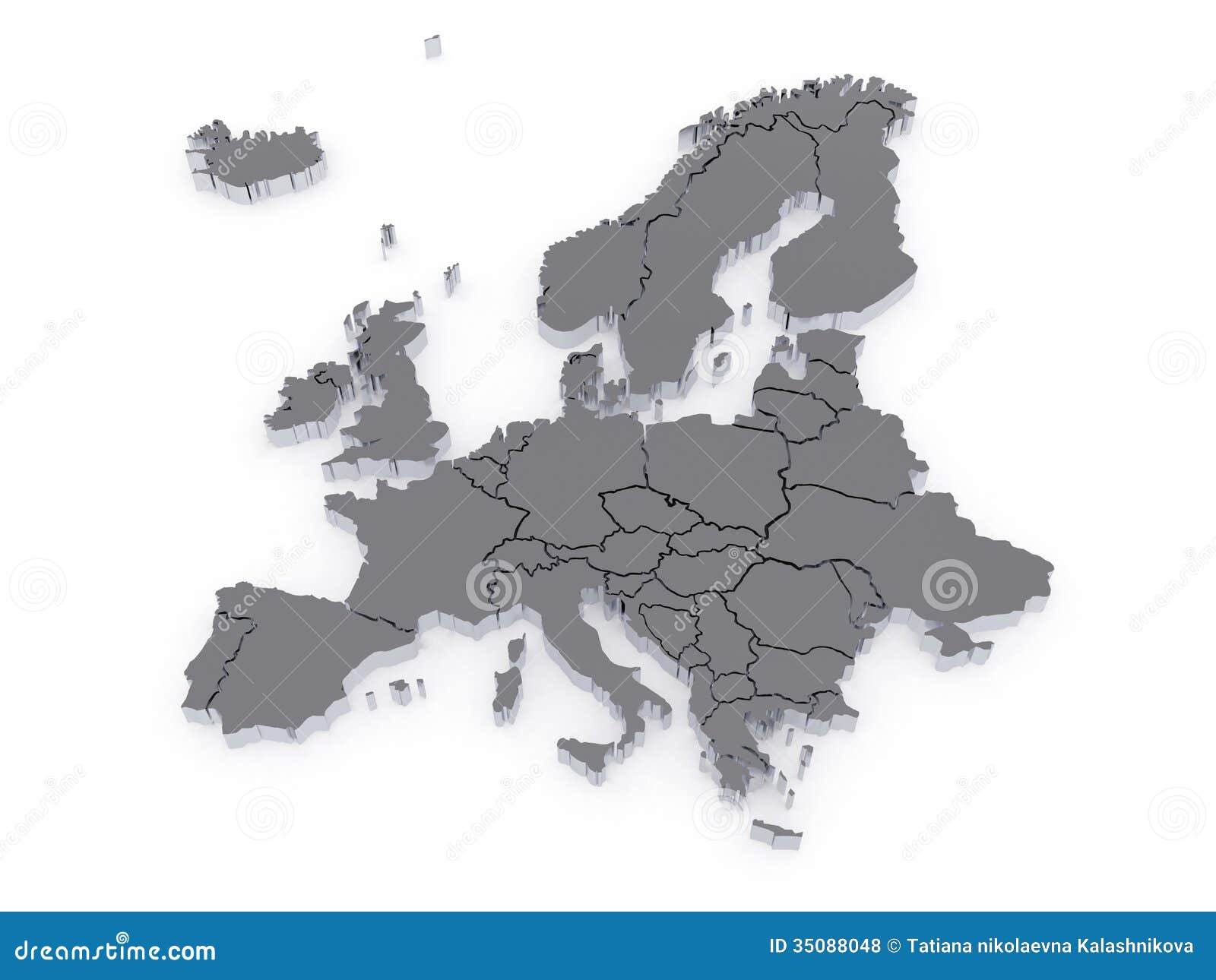 Three-dimensional Map of Europe. Stock Illustration - Illustration of ...