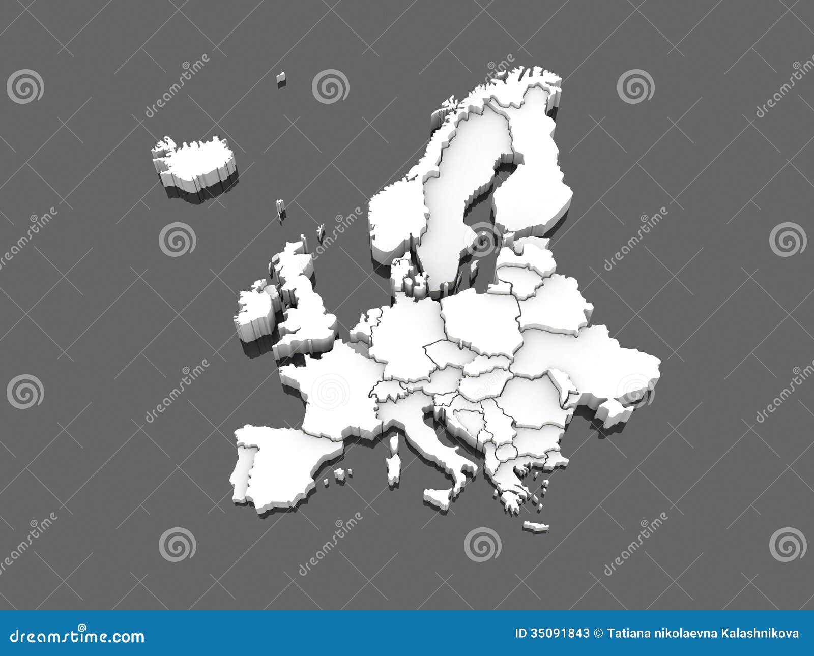 Three Dimensional Map of Europe Stock Illustration - Illustration of ...
