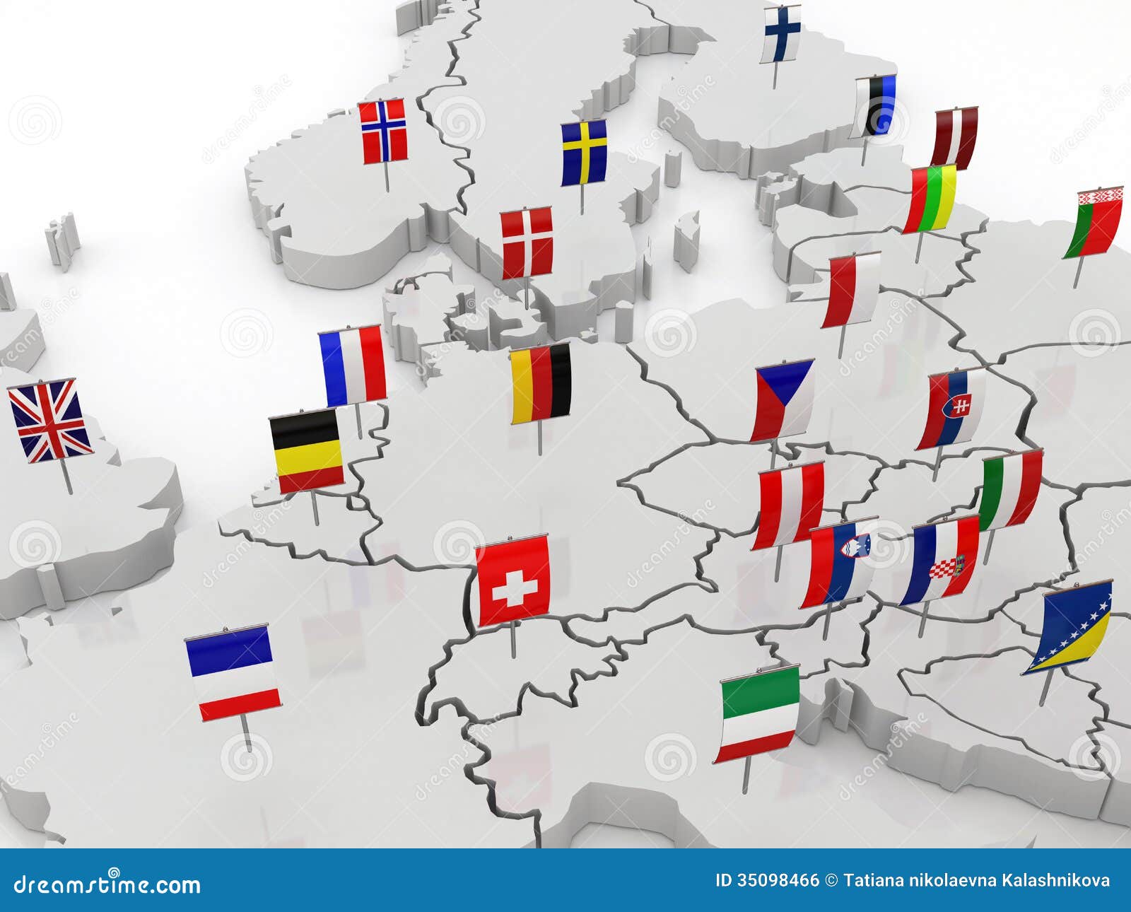 Three-dimensional Map of Europe. Stock Illustration - Illustration of ...