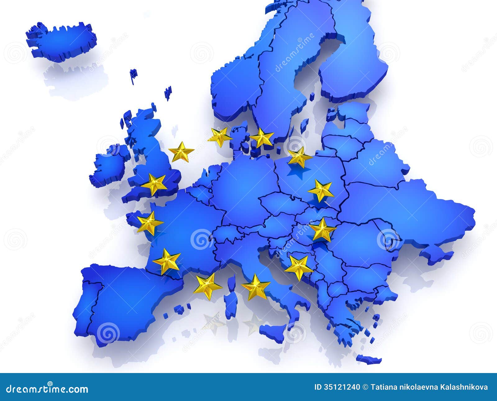 Three-dimensional Map of Europe. Stock Illustration - Illustration of ...