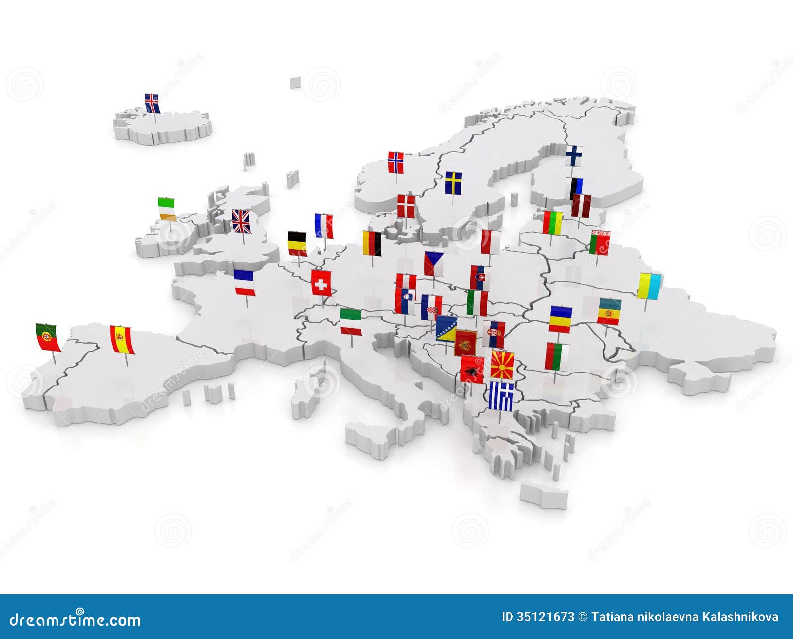 Three-dimensional Map of Europe. Stock Illustration - Illustration of ...