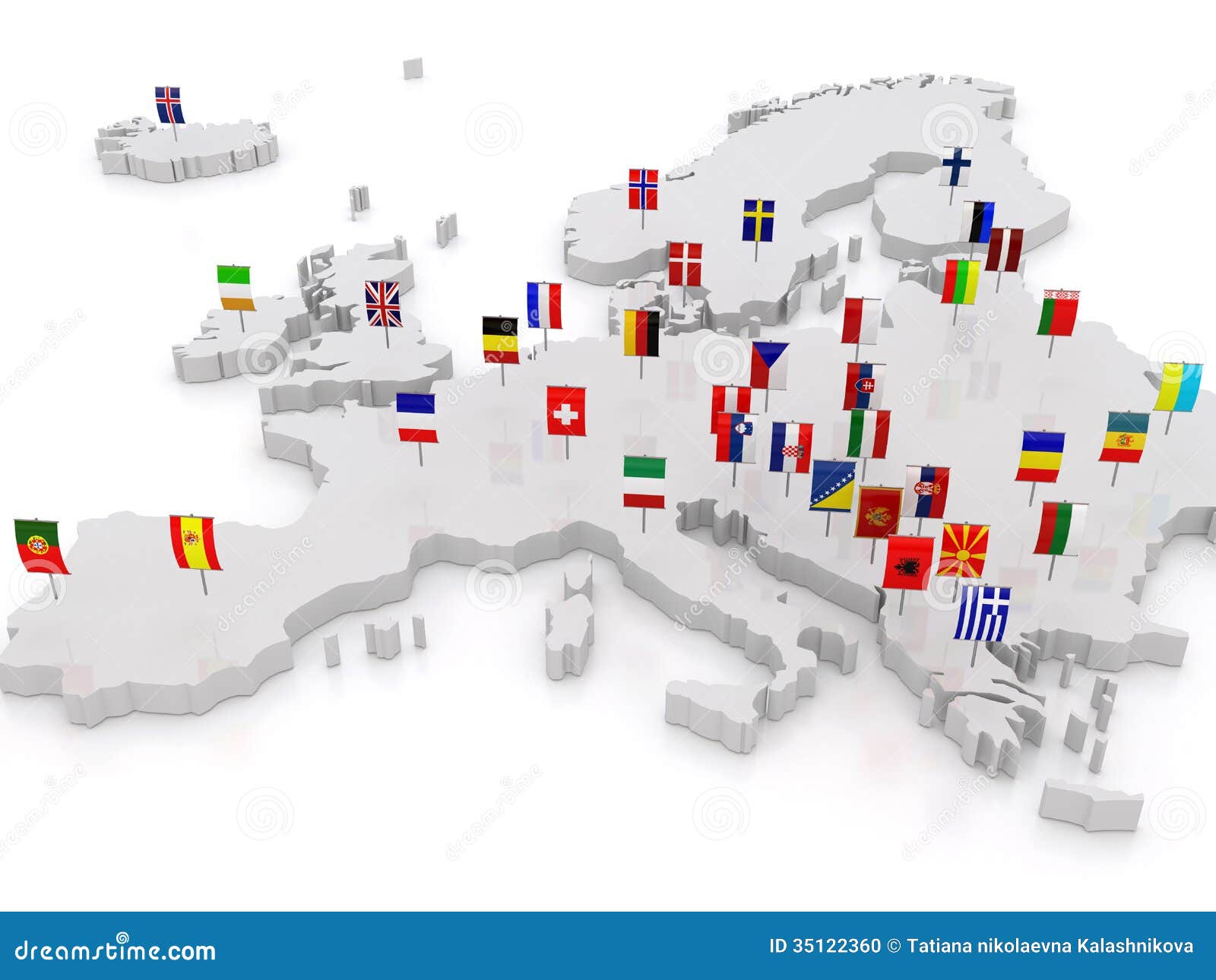 Three-dimensional Map of Europe. Stock Illustration - Illustration of ...