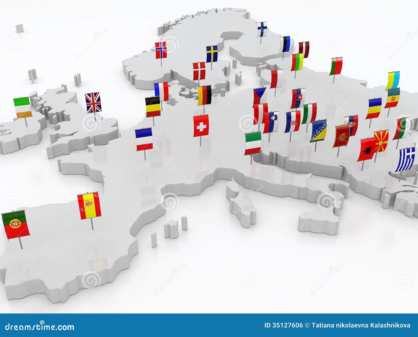 Three-dimensional Map of Europe. Stock Illustration - Illustration of ...