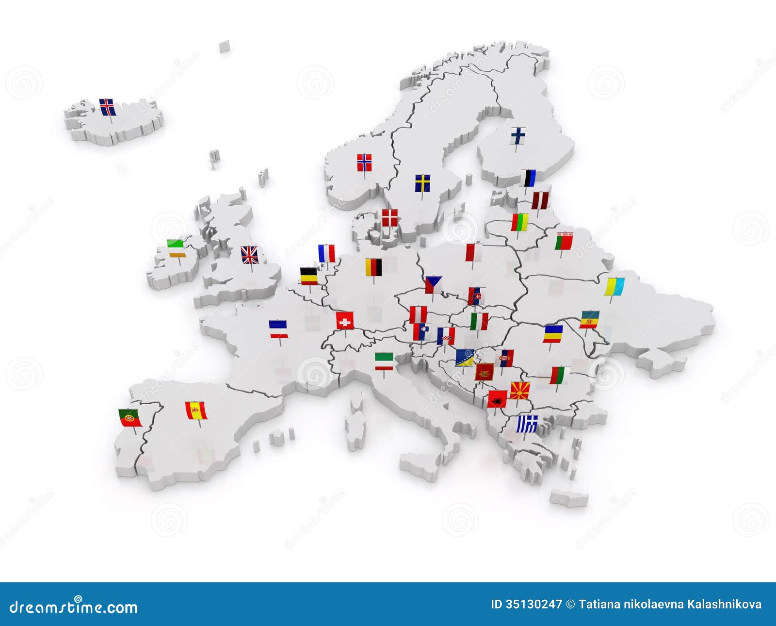 Three-dimensional Map of Europe. Stock Illustration - Illustration of ...