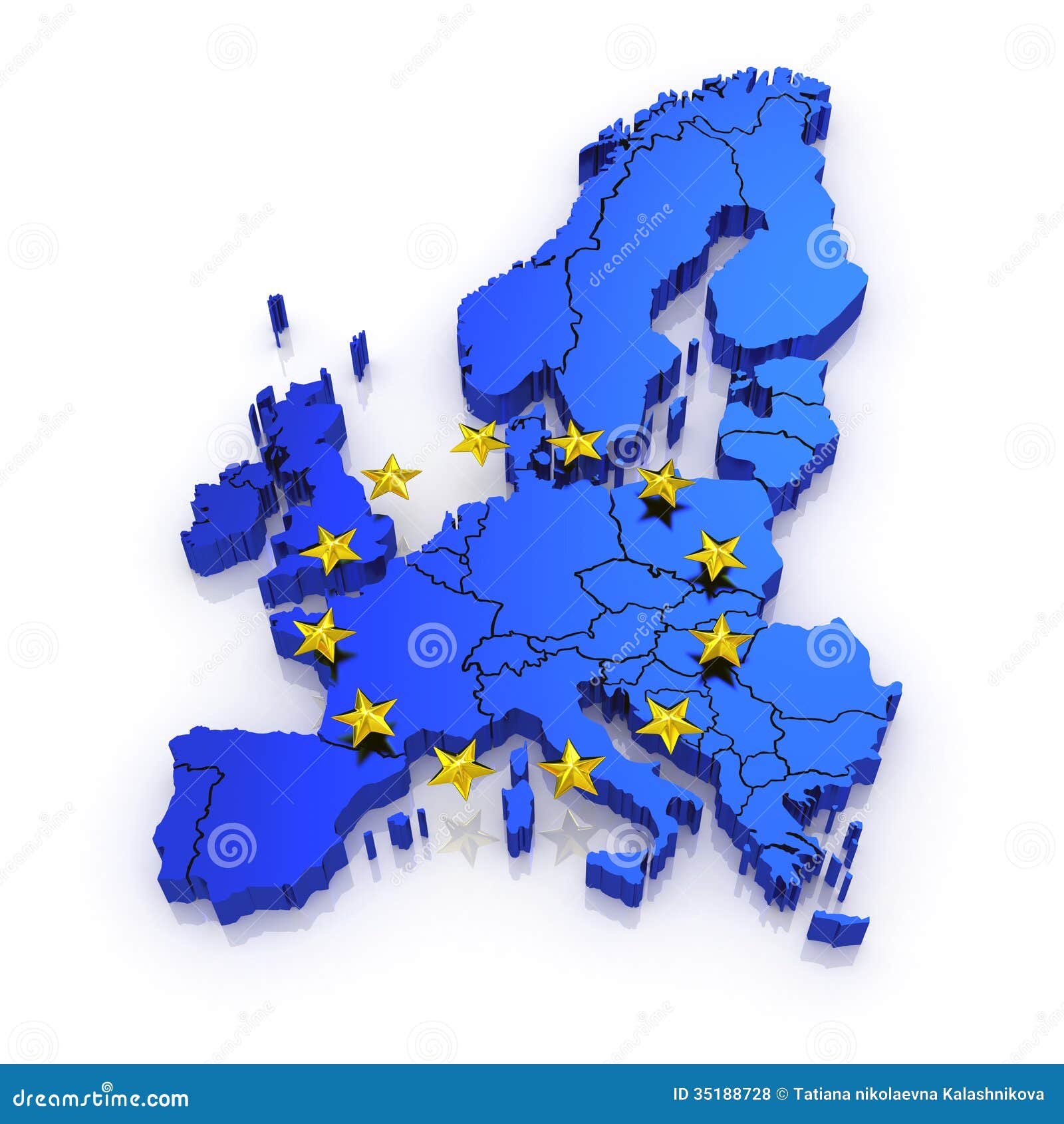 Three-dimensional Map of Europe. Stock Photo - Image of austria ...
