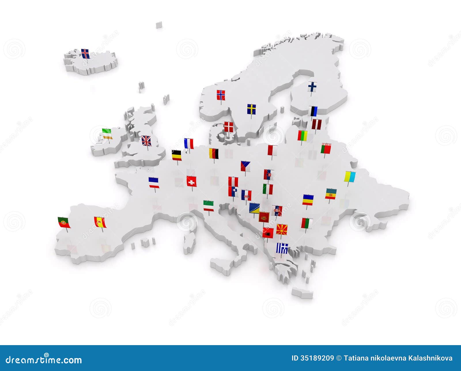 Three-dimensional Map of Europe. Stock Illustration - Illustration of ...