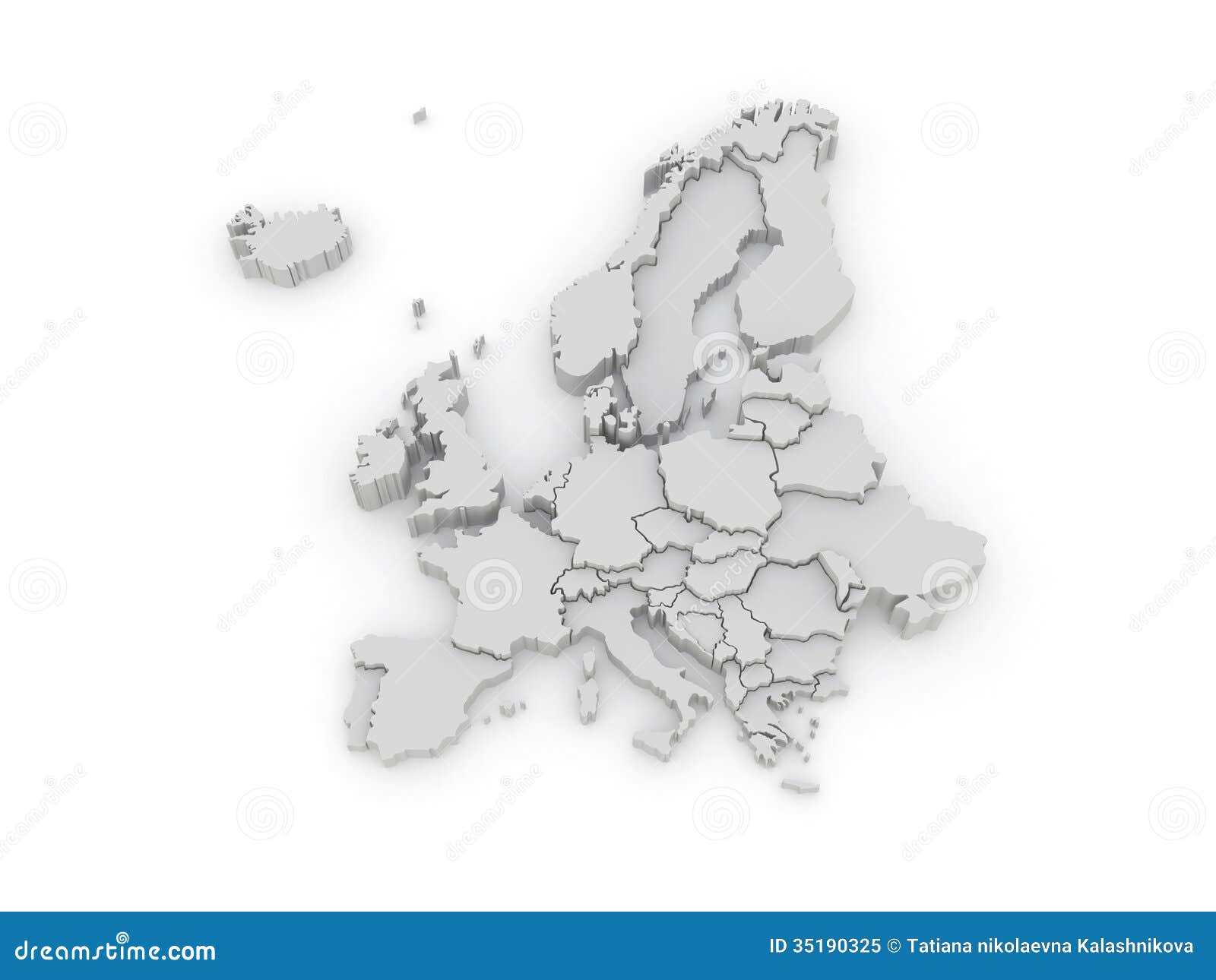 Three-dimensional Map of Europe Stock Illustration - Illustration of ...