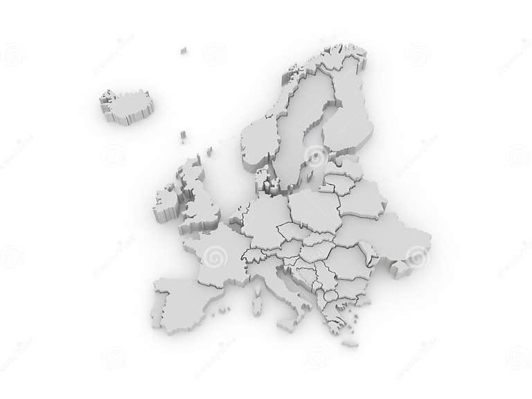 Three-dimensional Map of Europe Stock Illustration - Illustration of ...