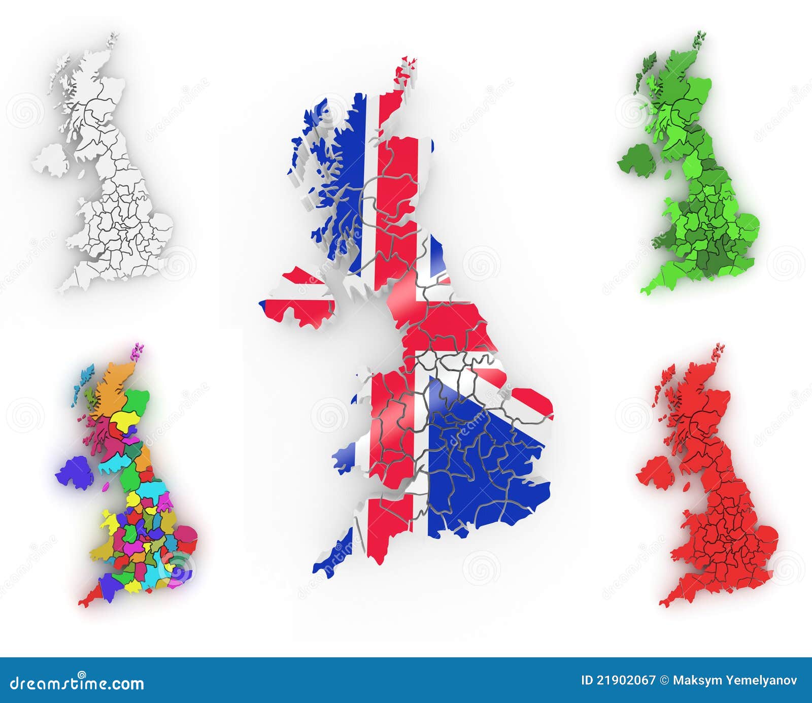 Three-dimensional Map of Great Britain Stock Illustration ...