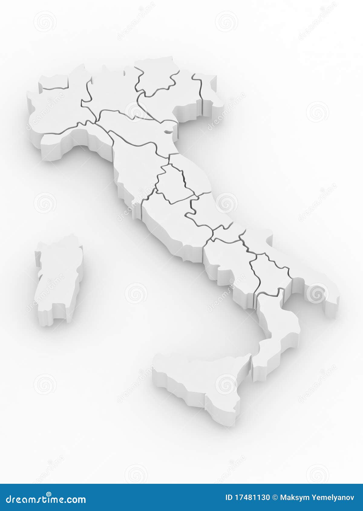 Three-dimensional Map of Italy. 3d Stock Illustration - Illustration of ...