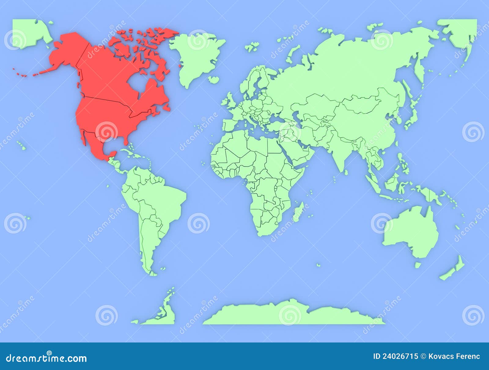 Three-dimensional Map of North-America Isolated. Stock Illustration ...