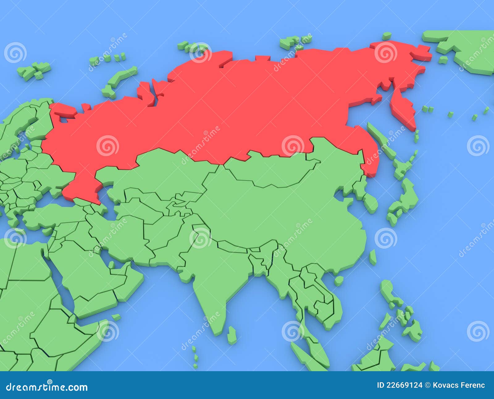 Three-dimensional Map of Russia Isolated. 3d Stock Illustration ...