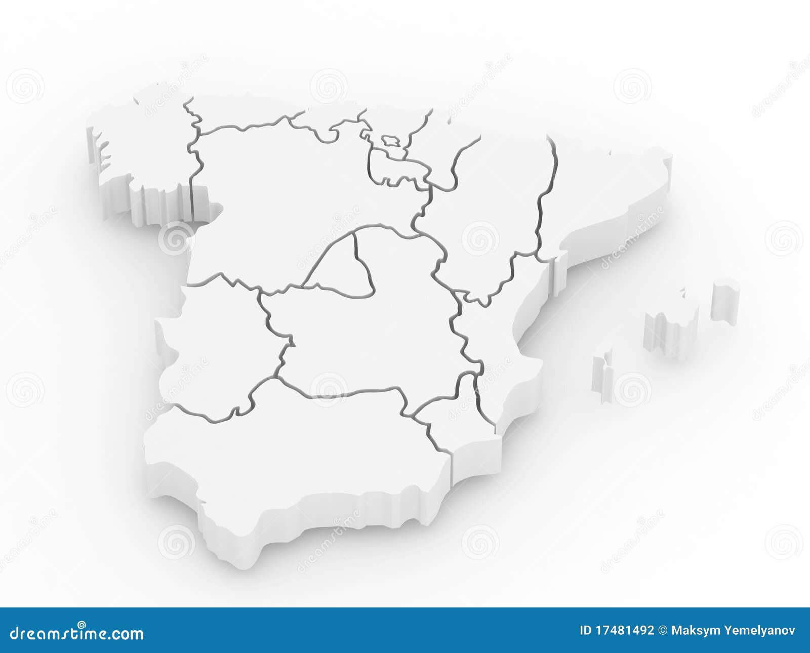 Three-dimensional Map of Spain. 3d Stock Illustration - Illustration of ...