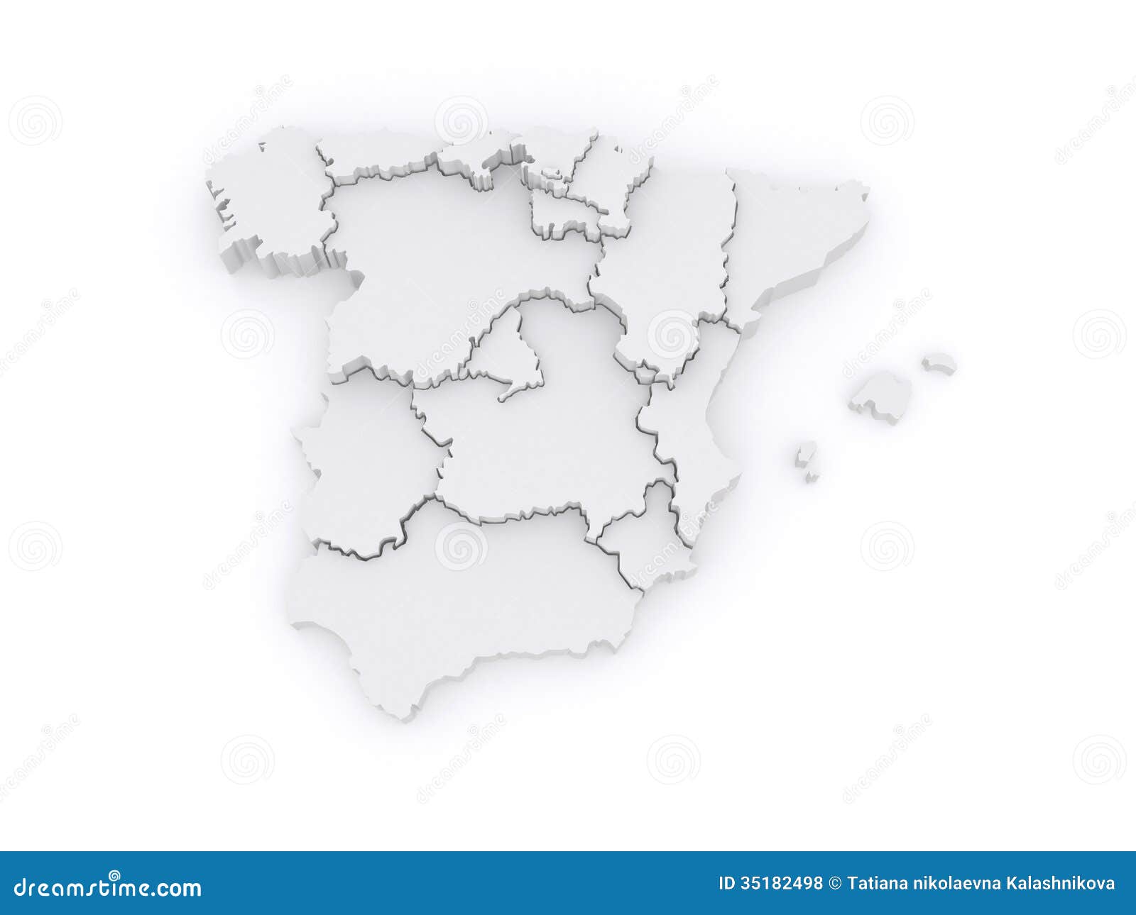 Three-dimensional Map of Spain. Stock Illustration - Illustration of ...