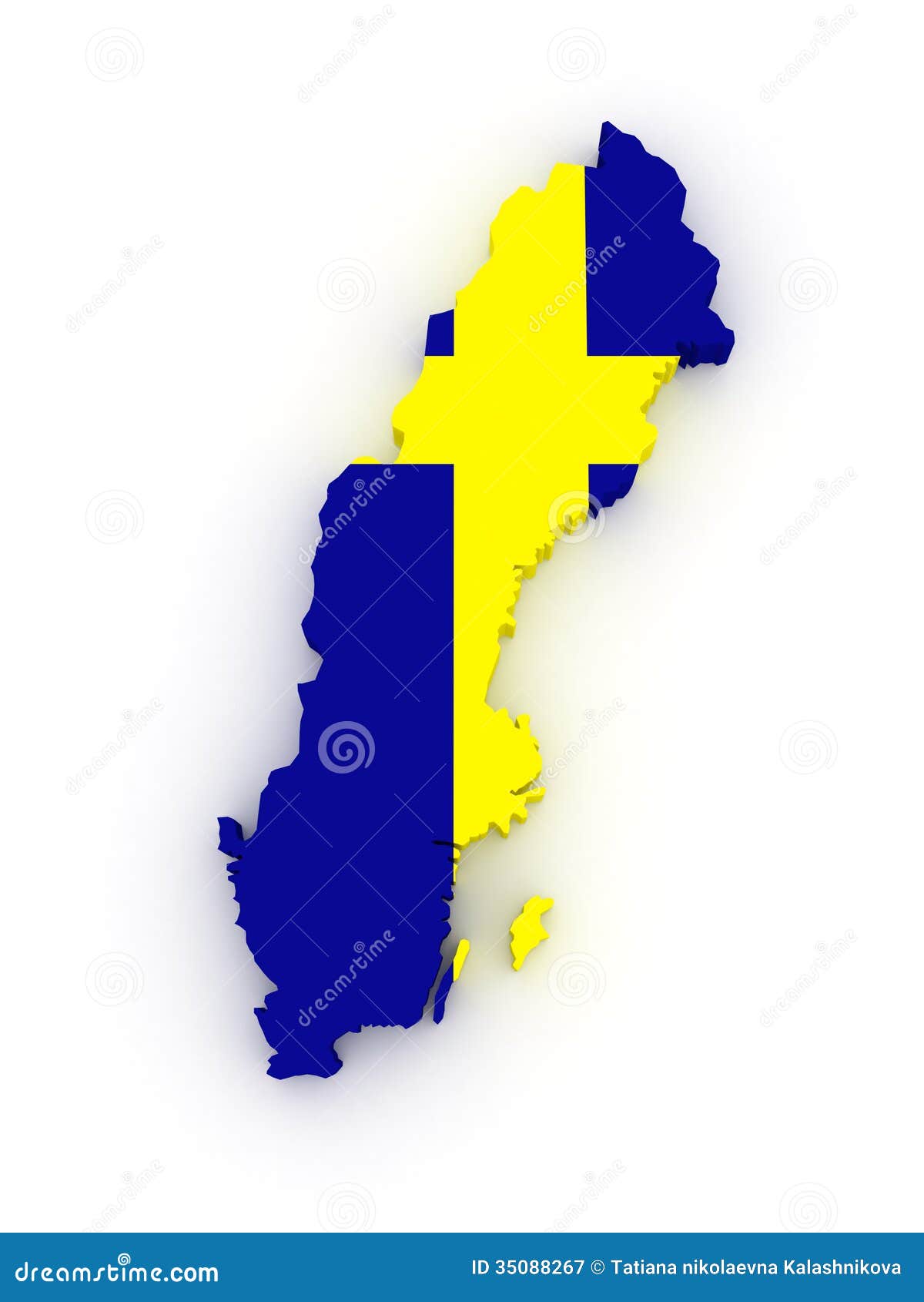 Three-dimensional Map of Sweden. Stock Illustration - Illustration of ...