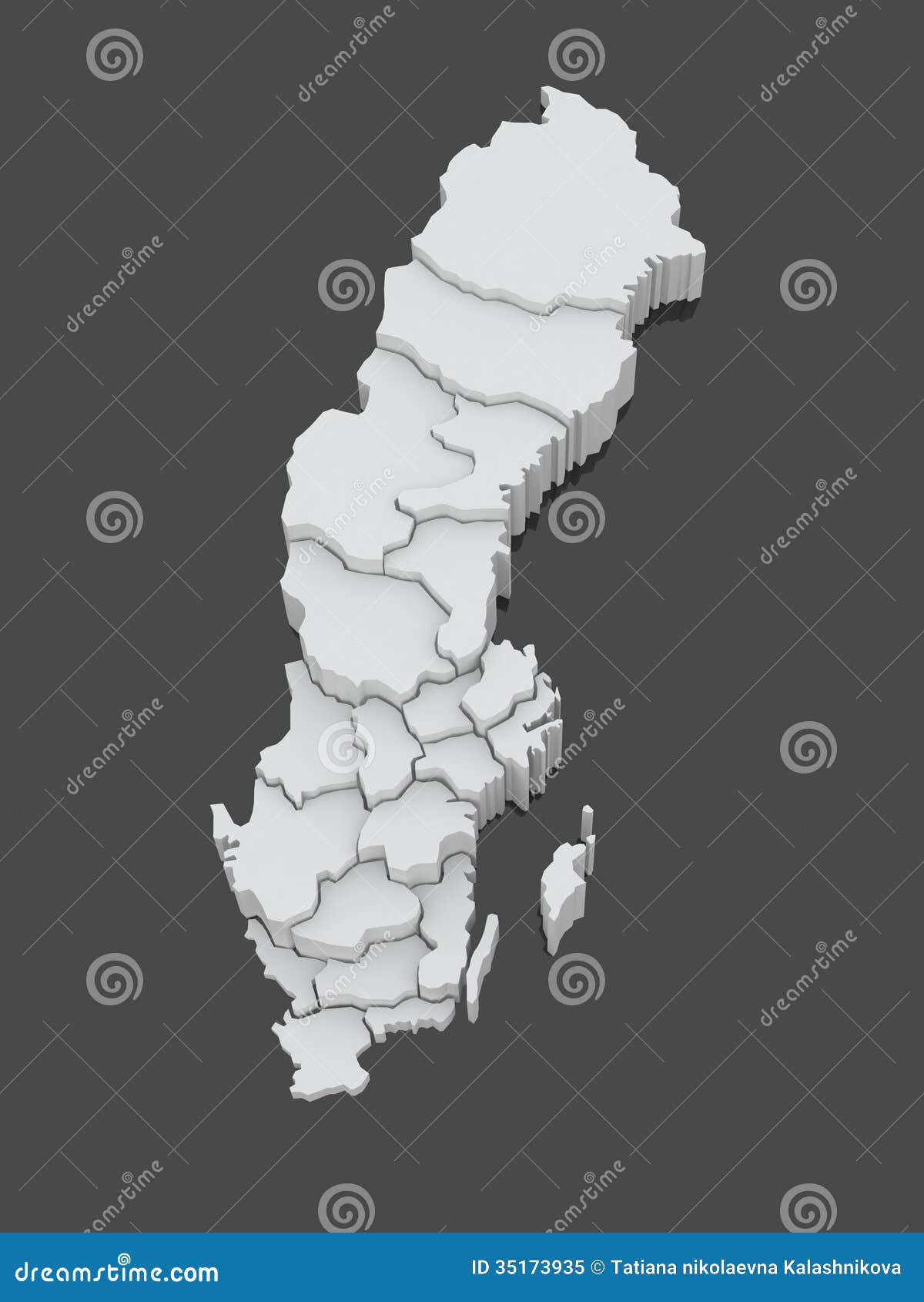 Three-dimensional Map of Sweden. Stock Illustration - Illustration of ...