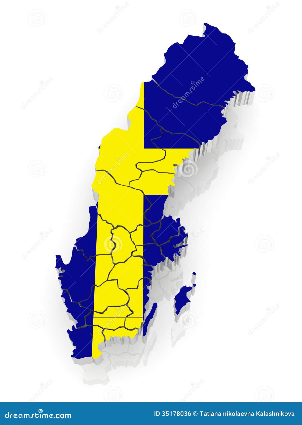 Three-dimensional Map of Sweden. Stock Illustration - Illustration of ...