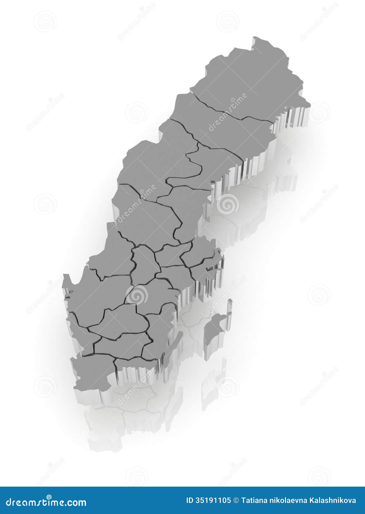 Three-dimensional Map of Sweden. Stock Illustration - Illustration of ...
