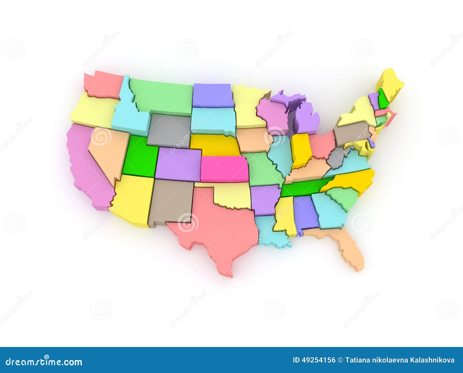 Three-dimensional Map of USA. Stock Illustration - Illustration of ...