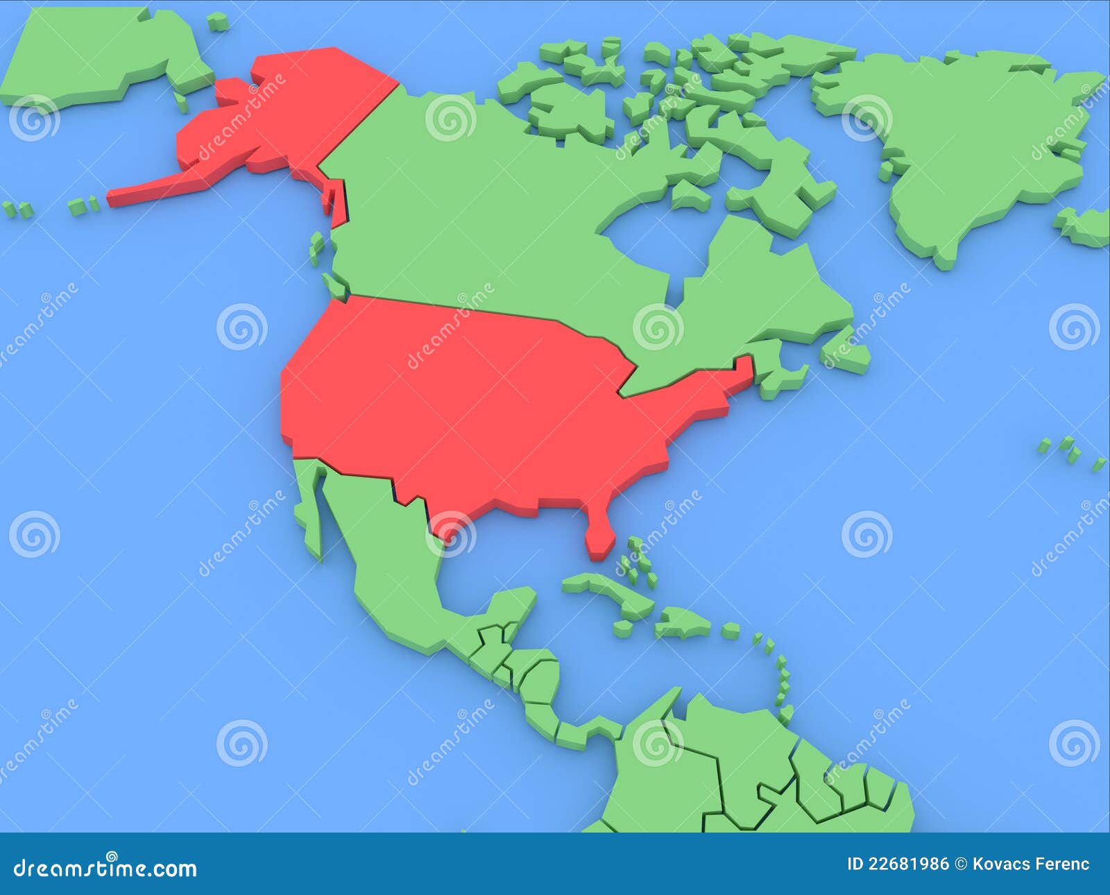 Three-dimensional Map of USA Isolated. 3d Stock Illustration ...