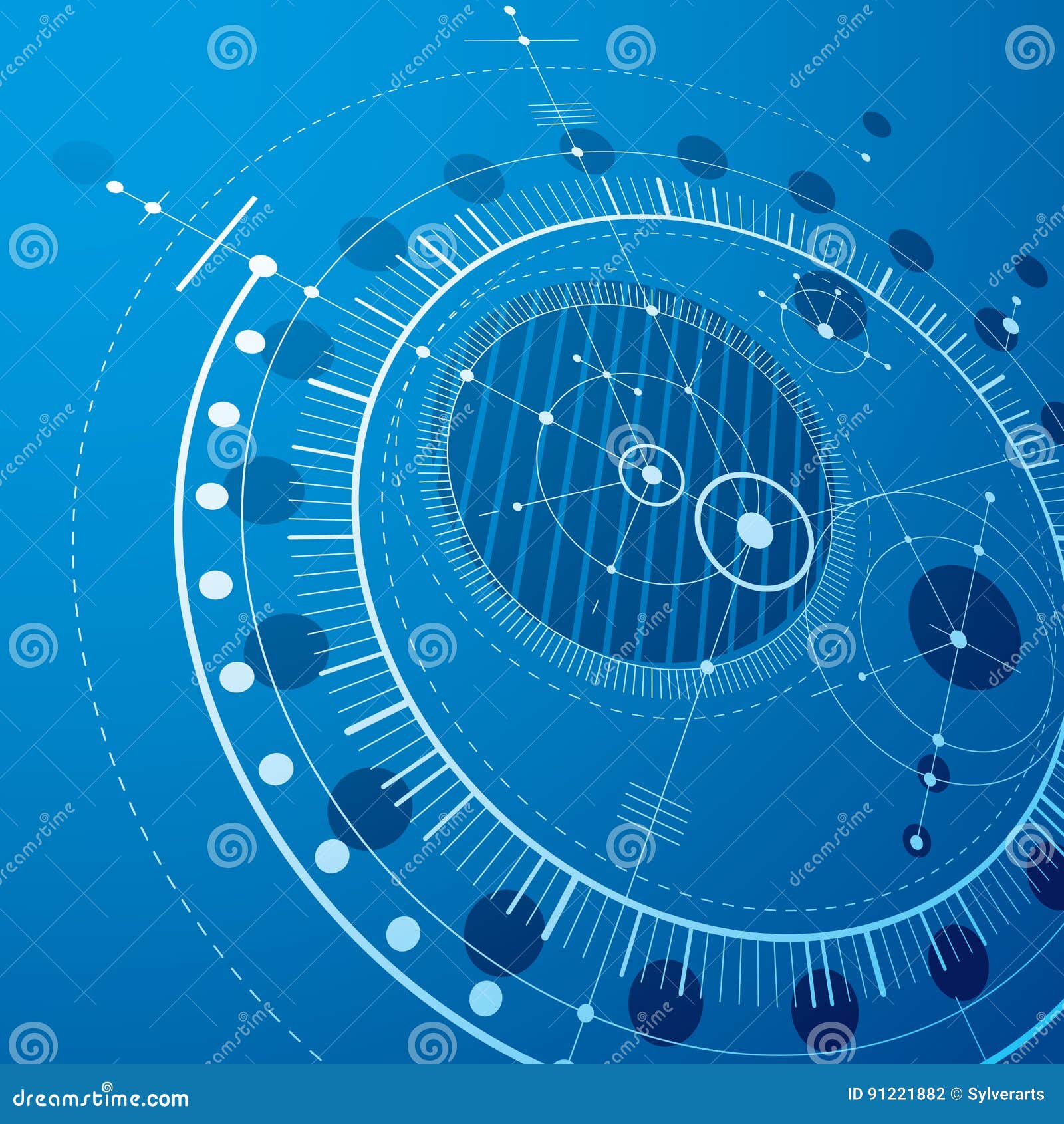 Three-dimensional Mechanical Scheme, Blue Vector Engineering Drawing ...