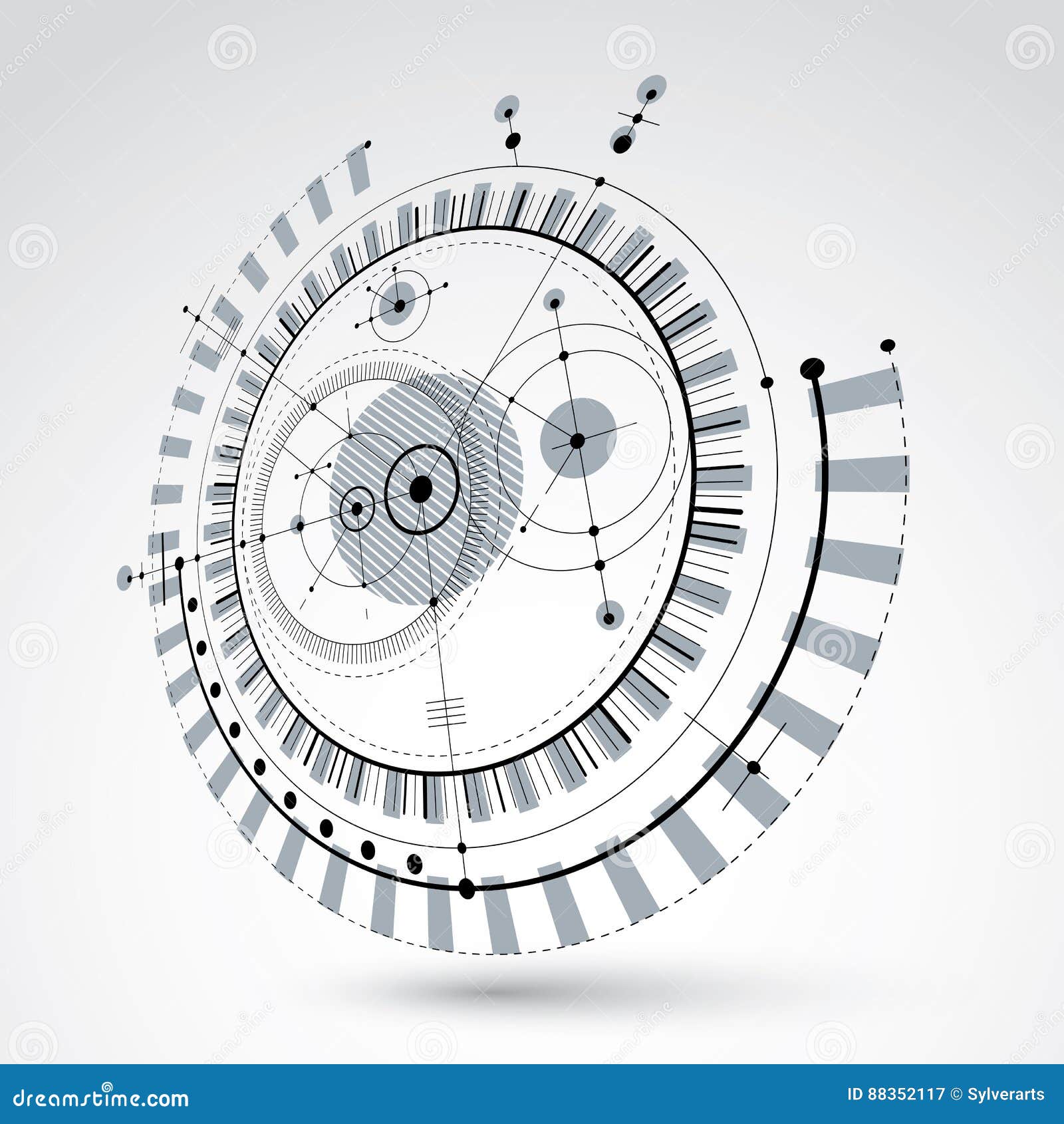Dimensional Mechanical Scheme, Blue Futuristic Vector Engineering ...