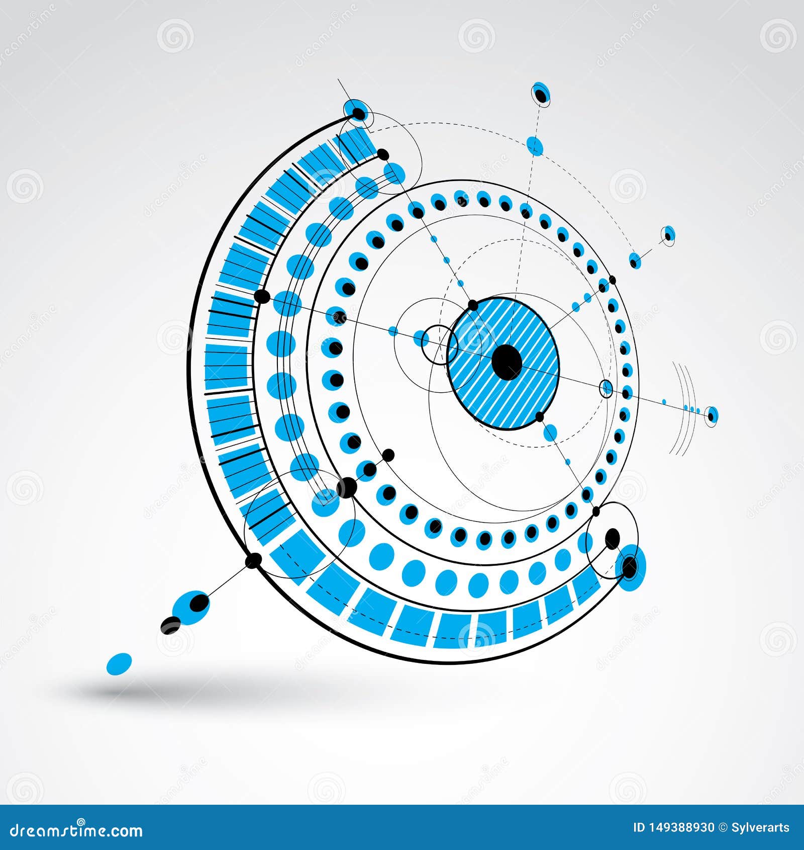 Three-dimensional Mechanical Scheme, Vector Engineering Drawing with ...