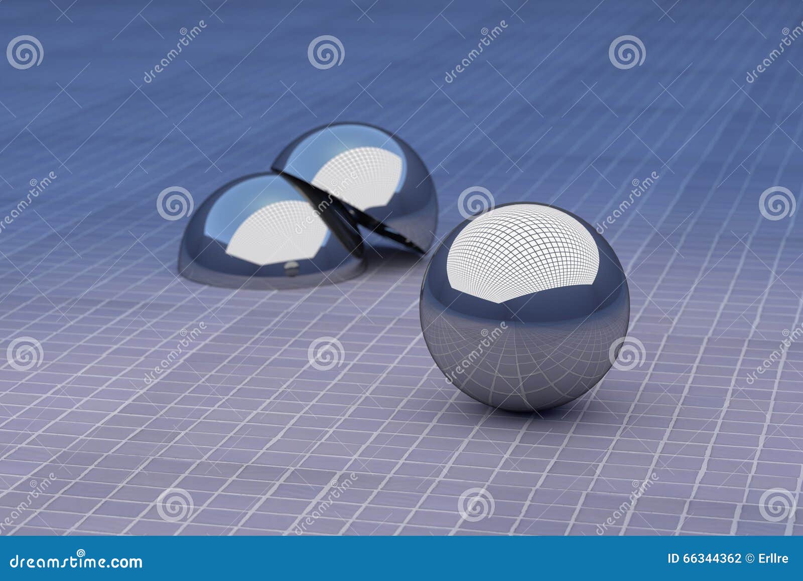 Three-dimensional Metal Balls on Glazed Floor Stock Illustration ...