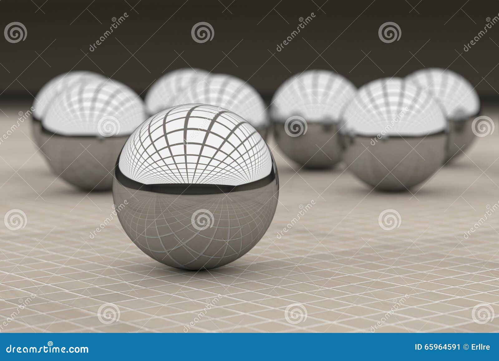 Three-dimensional Metal Balls Reflecting Glass Ceiling Stock ...
