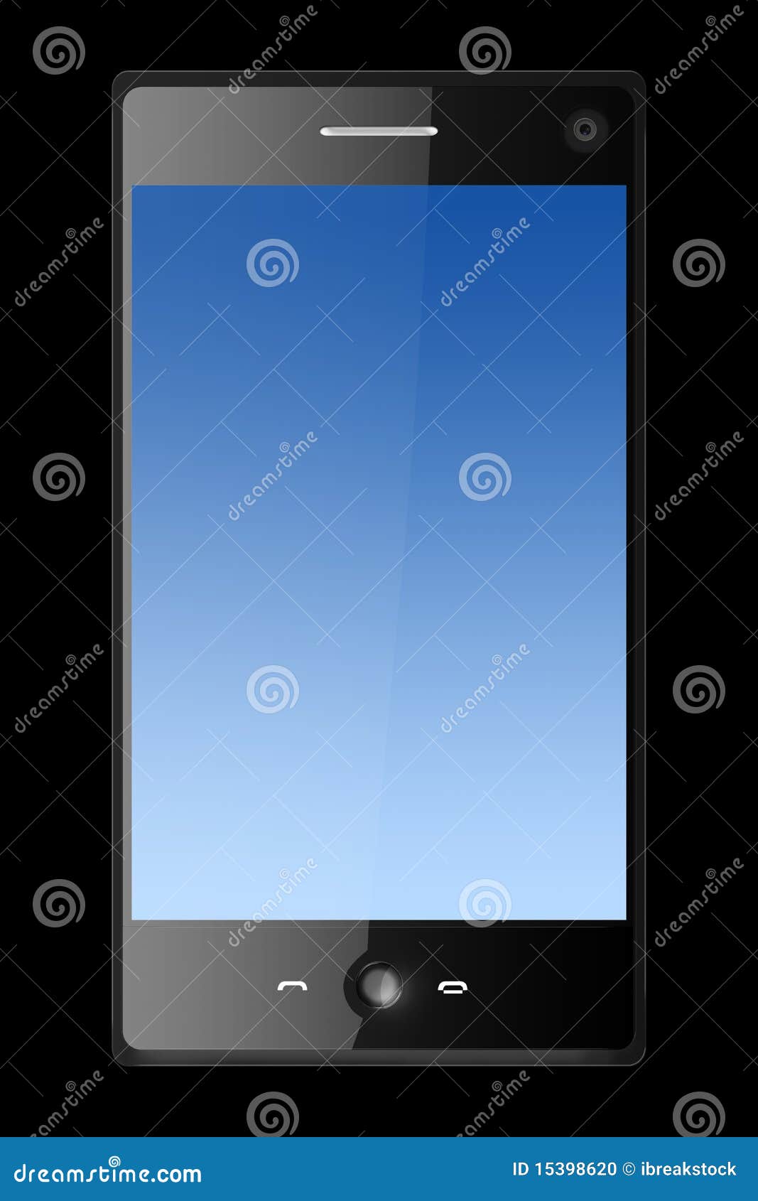 Three Dimensional Mobile Phone Isolated on Black Stock Illustration ...