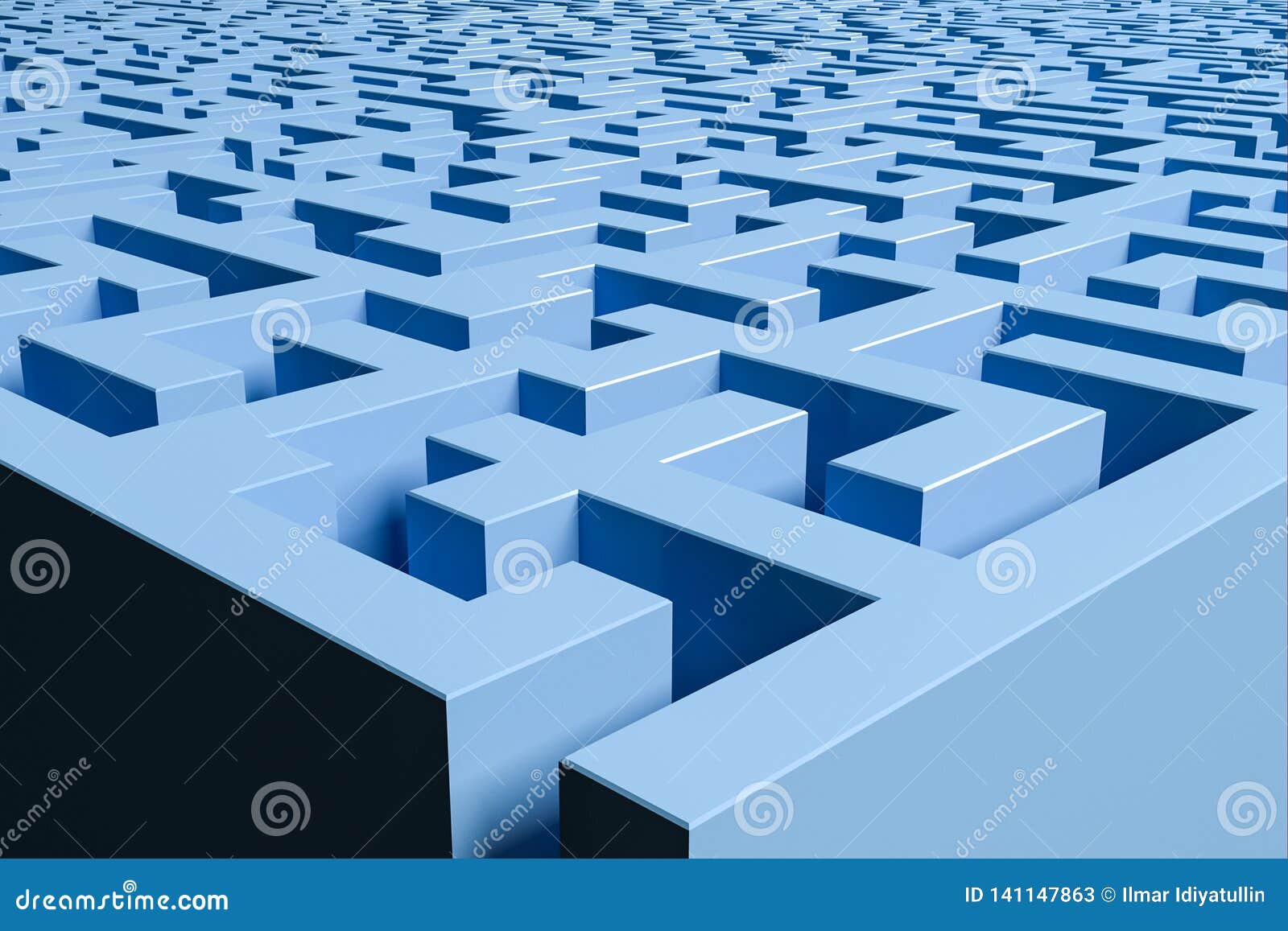 Three-dimensional Model of a Complex Maze, Perspective View To Infinity ...