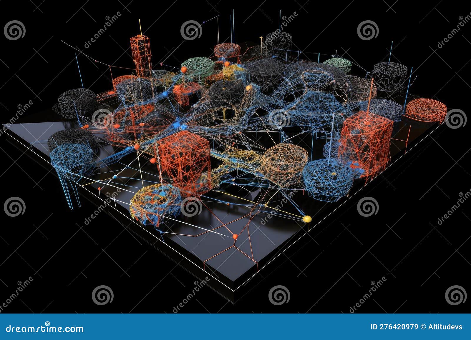 Three Dimensional Model Of A Complex System With Multiple Views For Different Purposes Stock