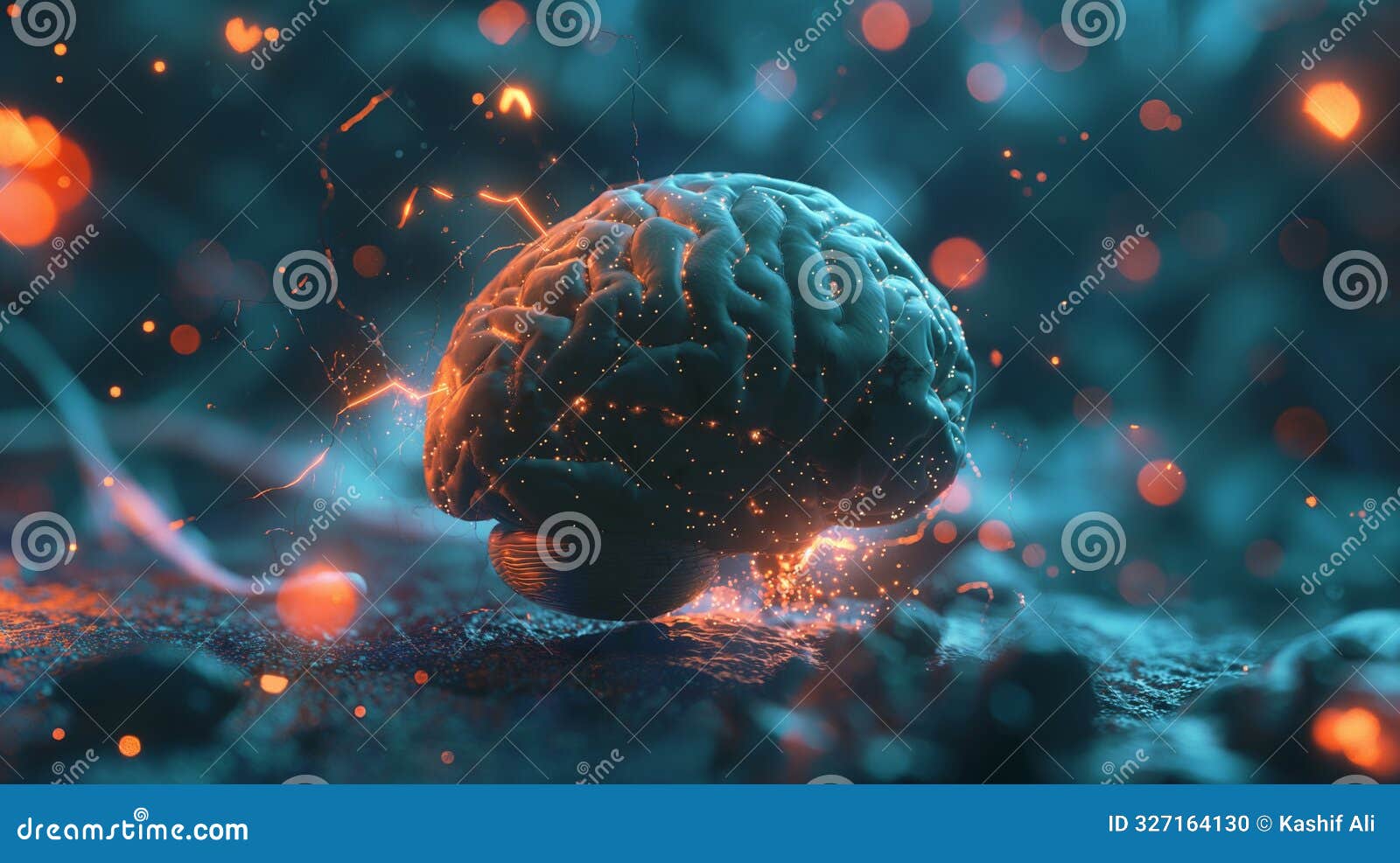 Three-dimensional Model of the Human Brain Stock Illustration ...