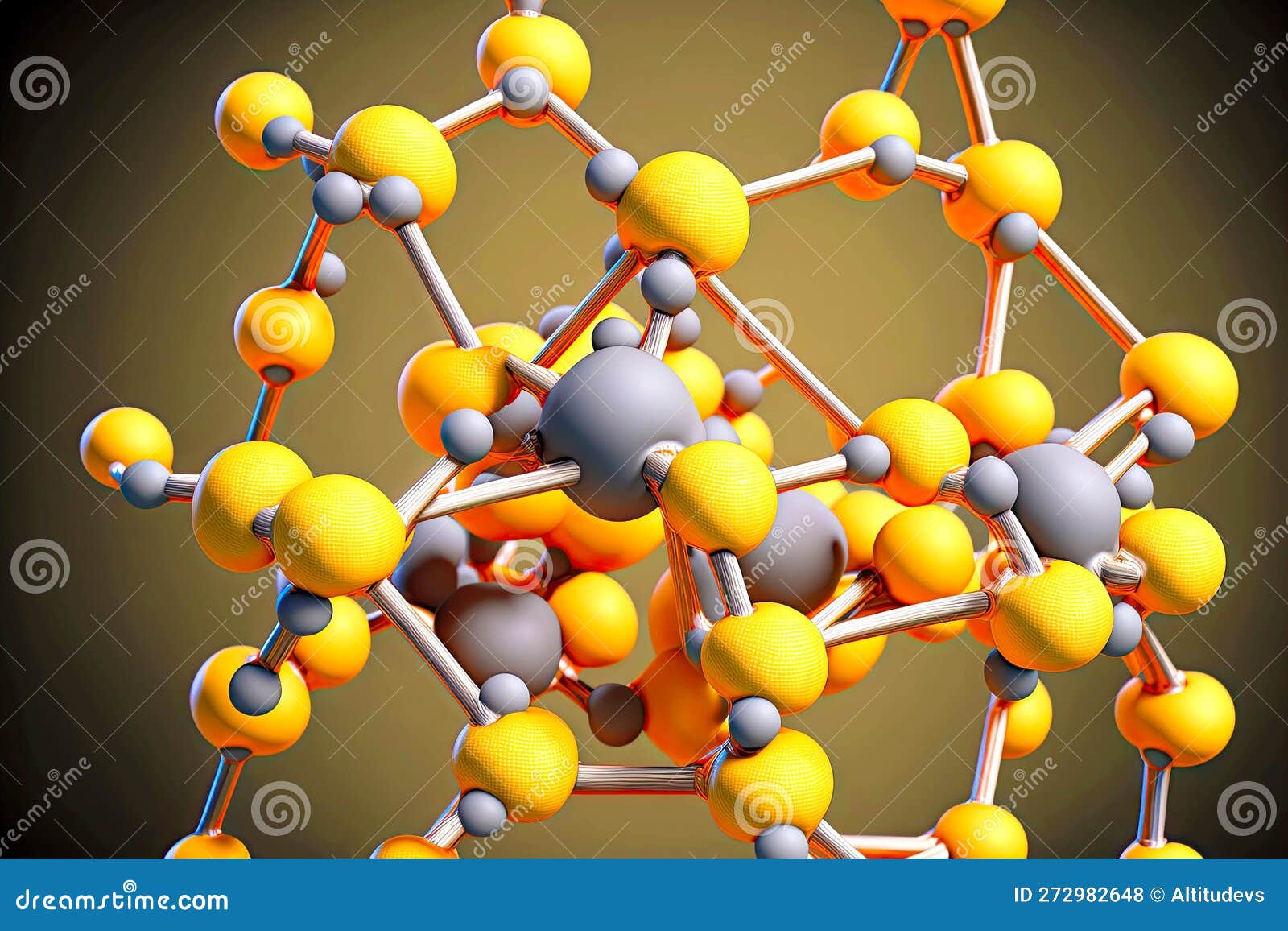 Three-dimensional Model Molecule Closeup with Connections and Spheres ...