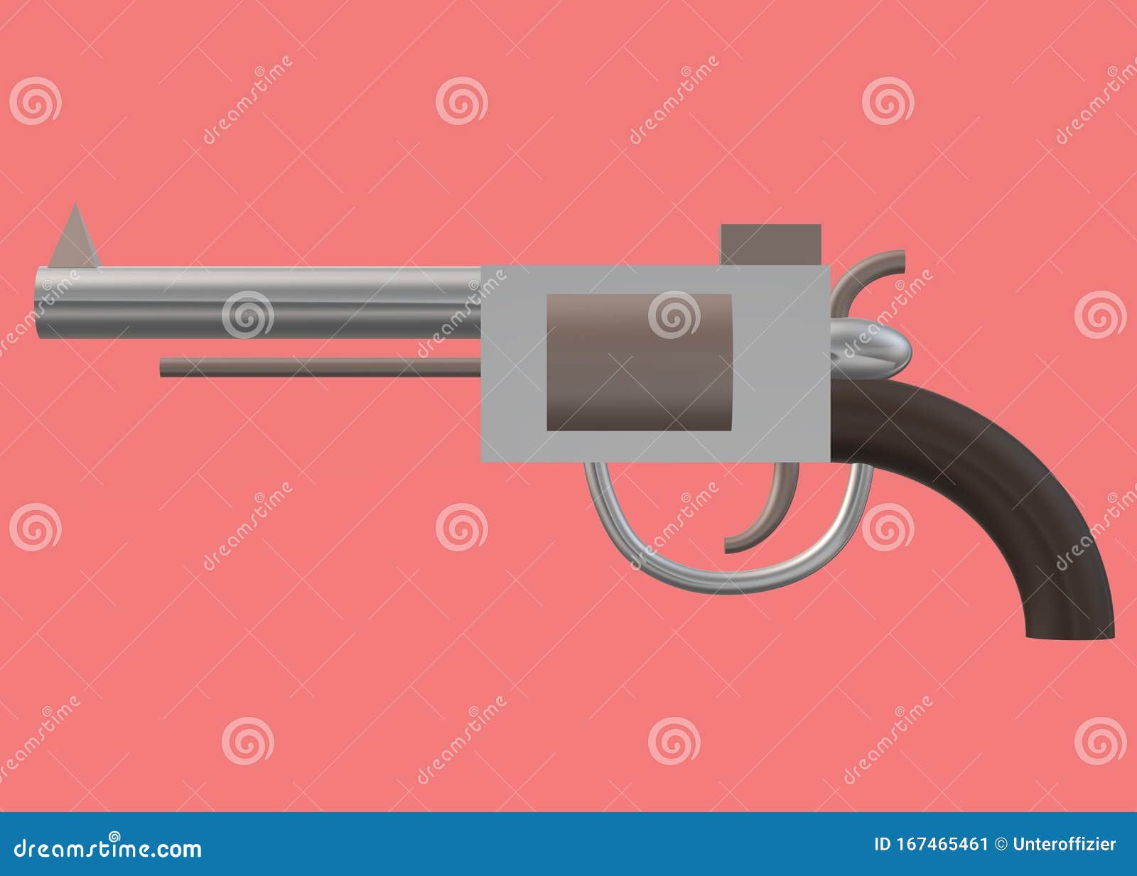 A Three Dimensional Modelling of a Revolver with Simple Shapes Stock ...