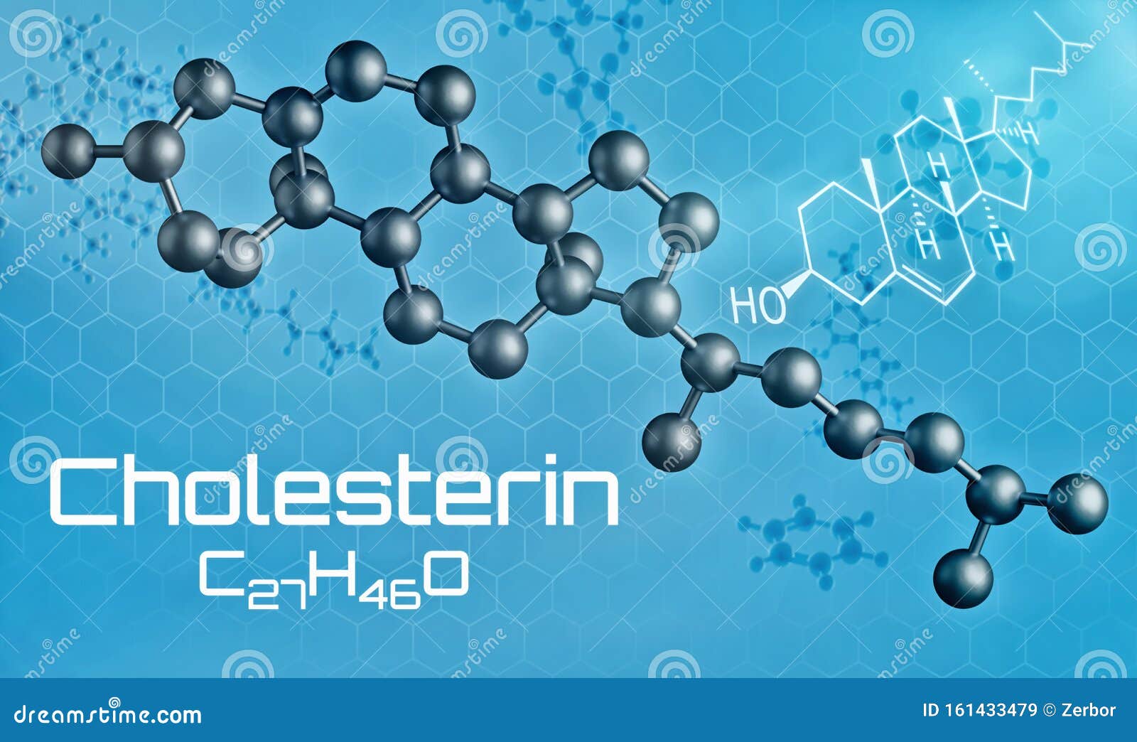 Three-dimensional Molecular Model of Cholesterol - 3d Render ...