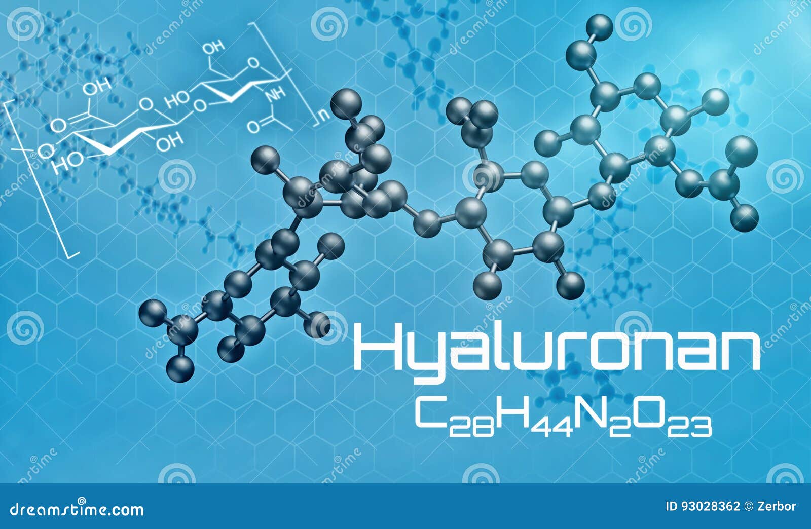 Three-dimensional Molecular Model of Hyaluronan Stock Illustration ...
