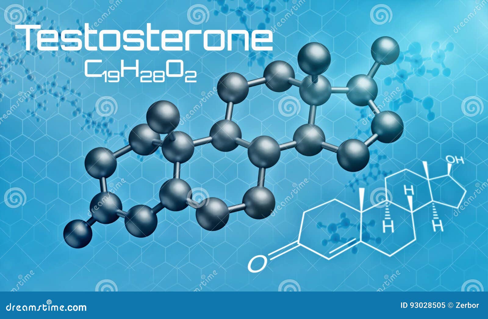 Three-dimensional Molecular Model of Testosterone Stock Illustration ...