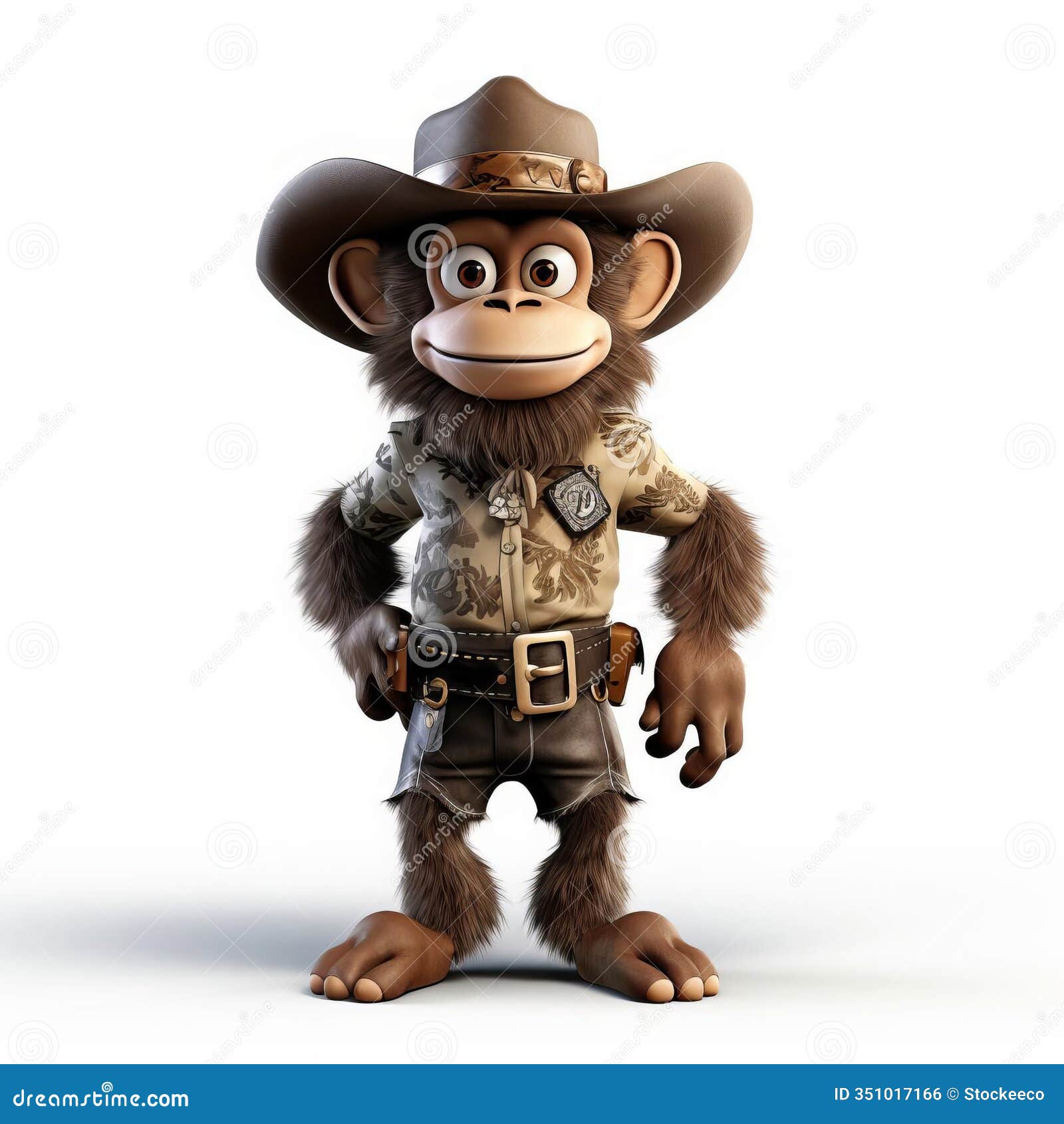 Three Dimensional Monkey Dressed As a Cowboy Character Stock ...