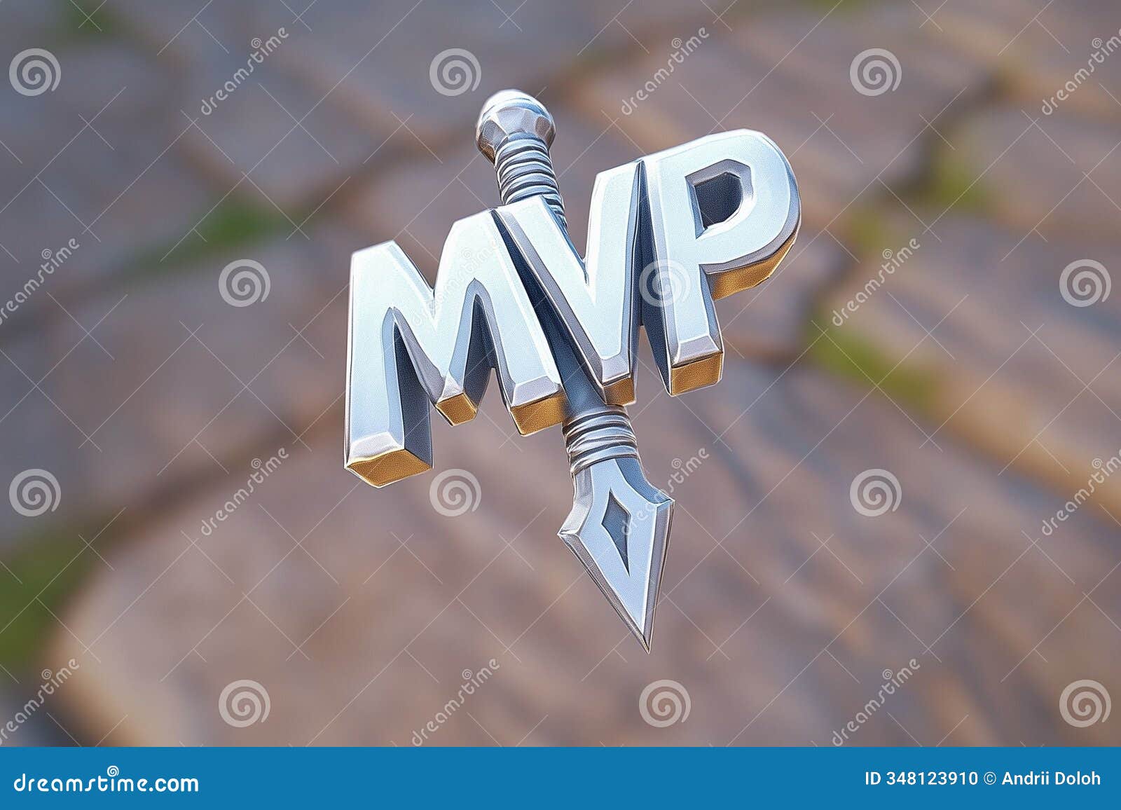Three-Dimensional MVP Text on Spear Point Stock Photo - Image of chrome ...
