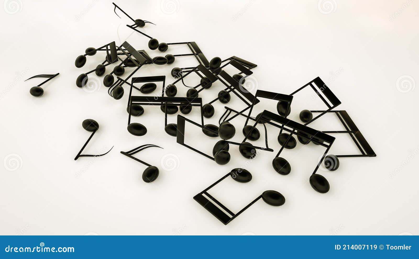 Three-dimensional Notes are Scattered on a White Background. Musical ...