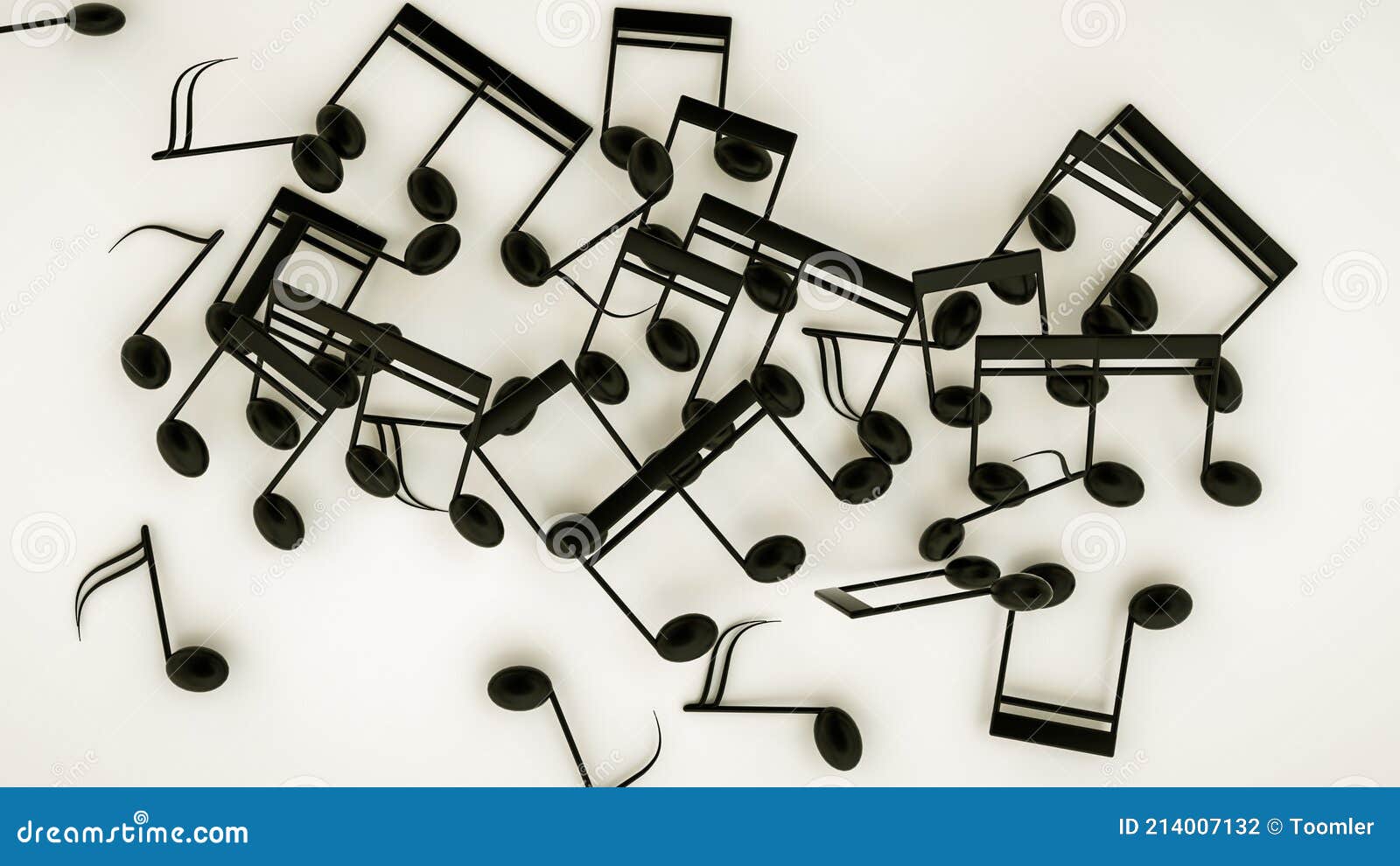 Three-dimensional Notes are Scattered on a White Background. Musical ...