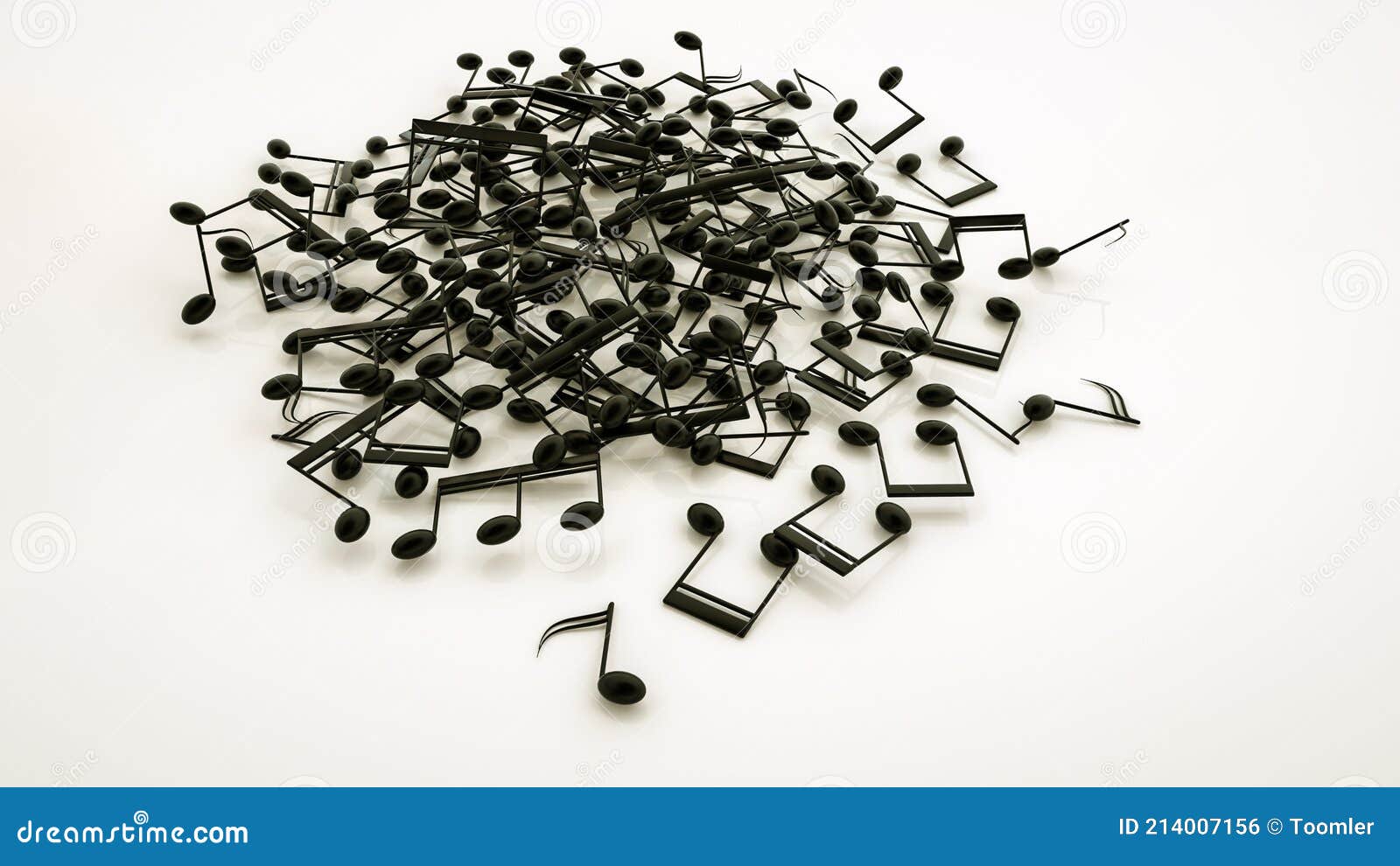 Three-dimensional Notes are Scattered on a White Background. Musical ...