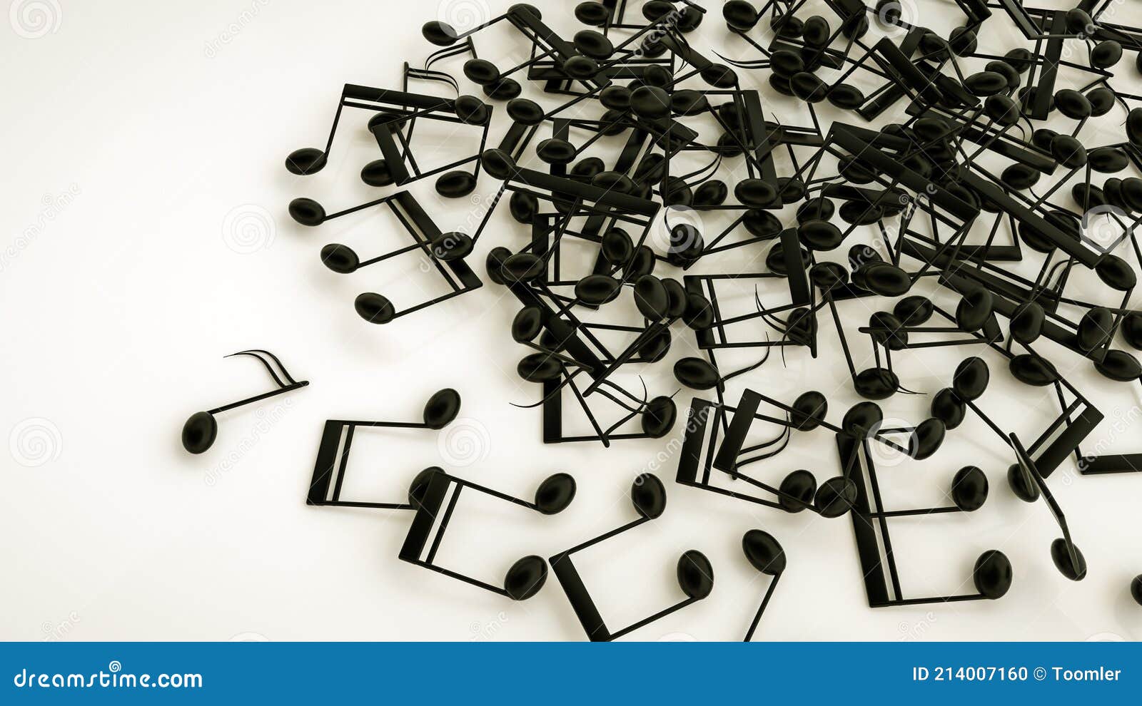 Three-dimensional Notes are Scattered on a White Background. Musical ...
