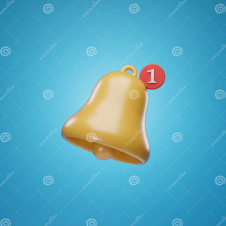 Three-dimensional Notification Icon on Blue Background. 3d Illustration ...