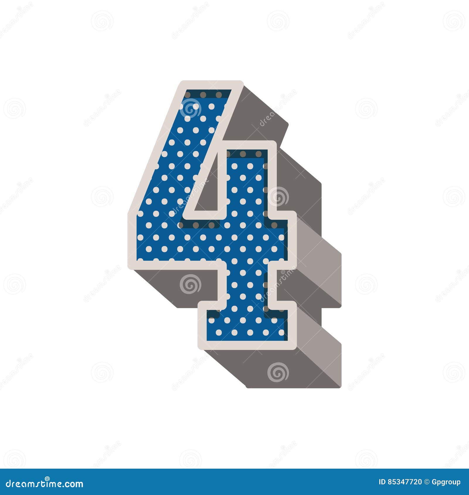 Three-dimensional Number Four Dotted in Blue Color Stock Illustration ...